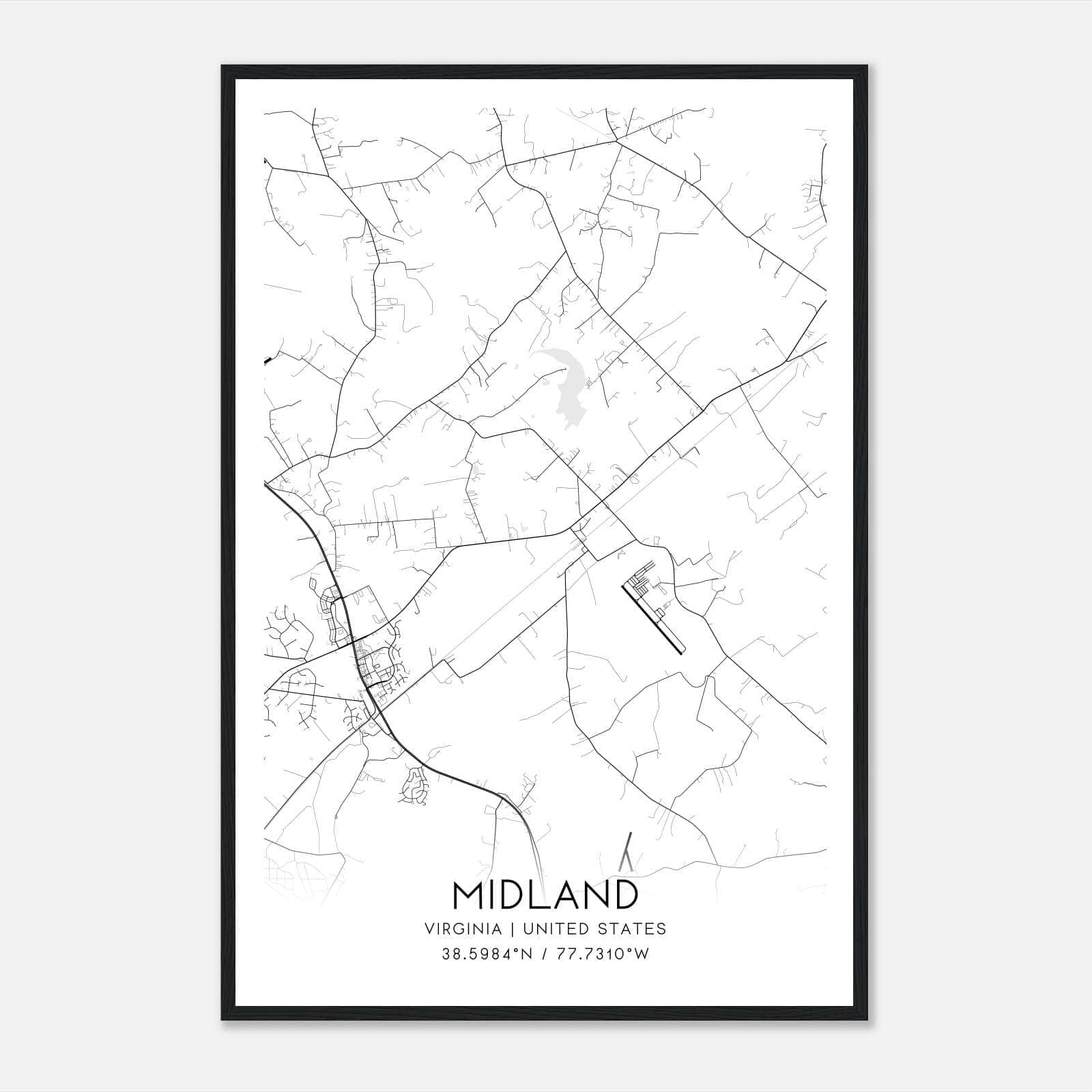 Midland Virginia Map Poster, Modern Home Decor Wall Art Print - Custom ...