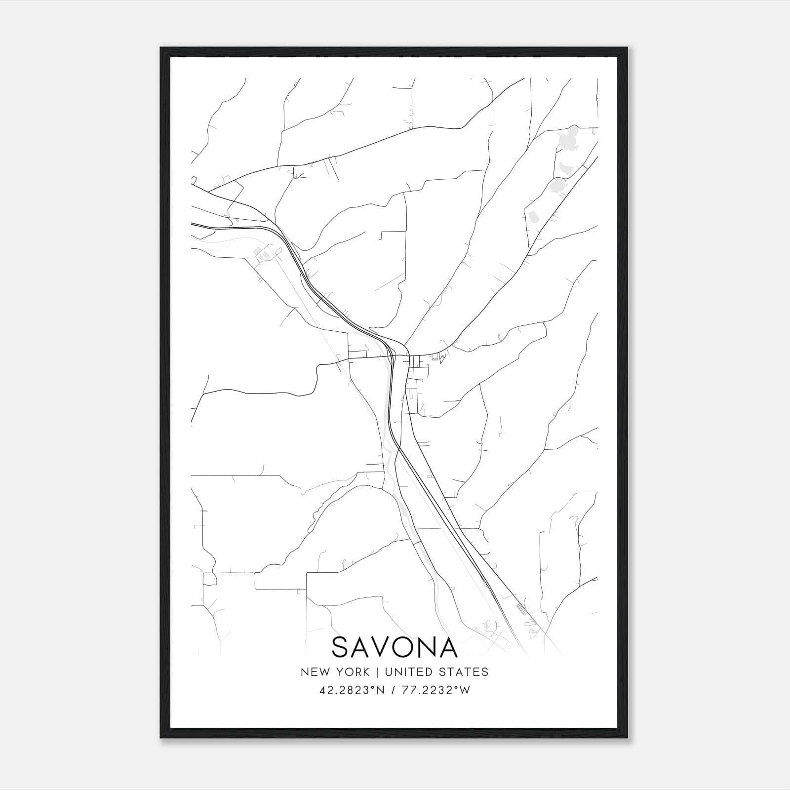Savona New York Map Poster, Modern Home Decor Wall Art Print - Custom ...