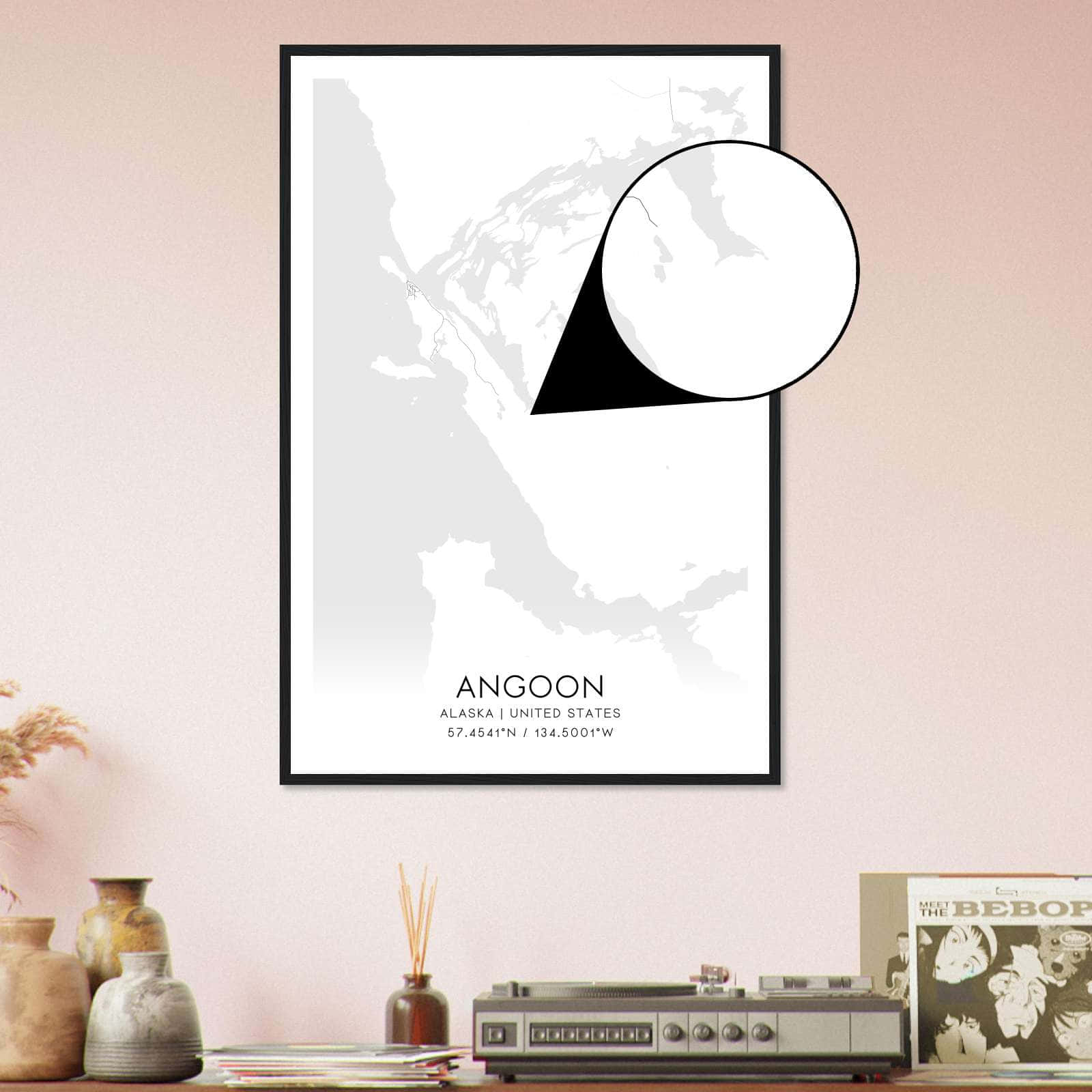Angoon Alaska Map Poster, Modern Home Decor Wall Art Print - Custom ...