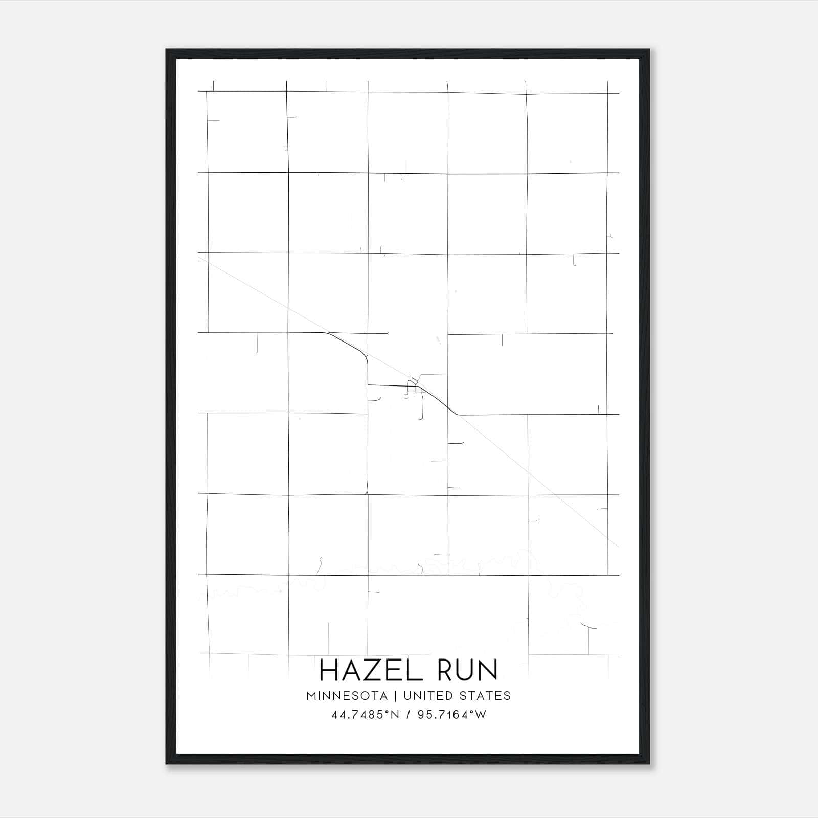 Hazel Run Minnesota Map Poster, Modern Home Decor Wall Art Print ...