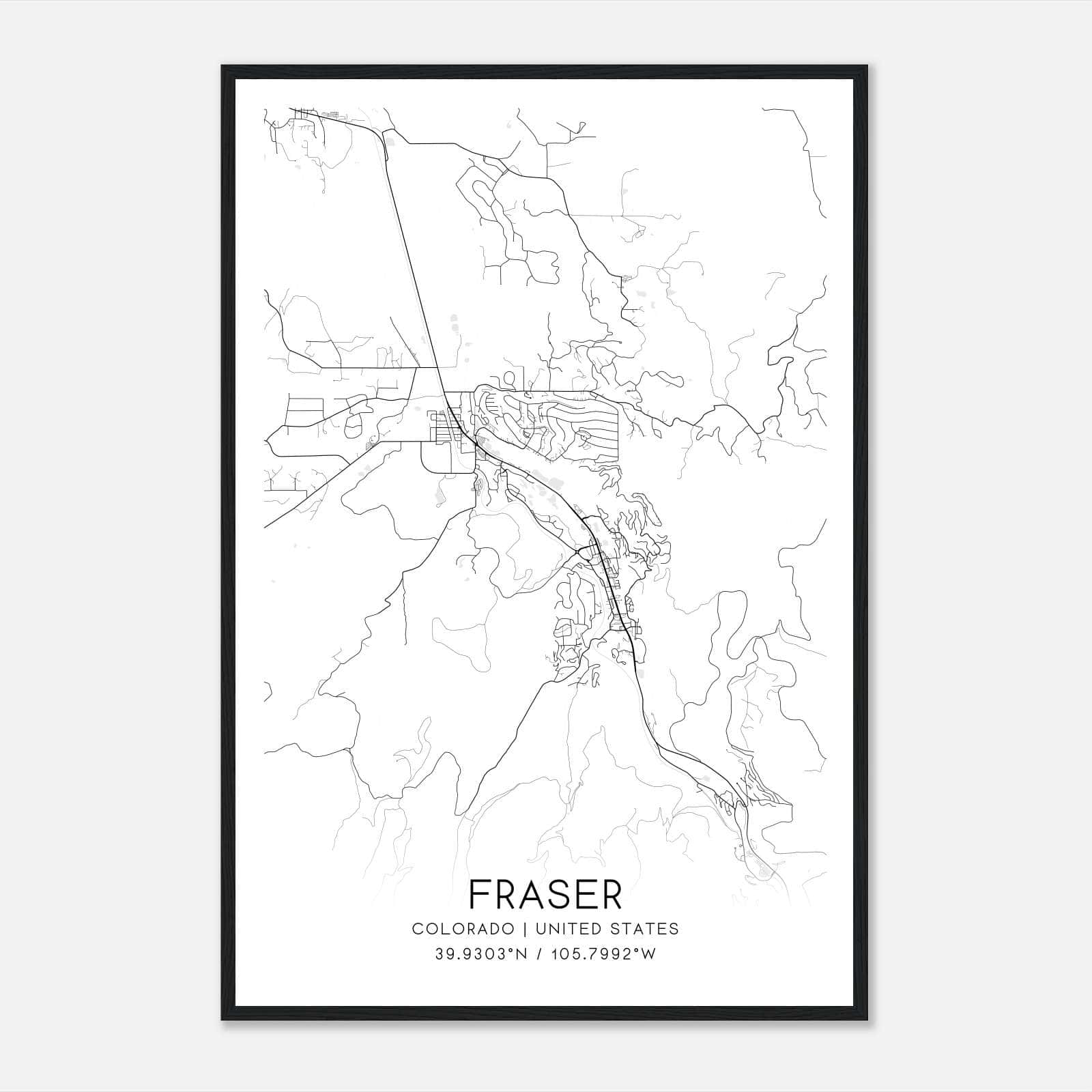 Fraser Colorado Map Poster, Modern Home Decor Wall Art Print - Custom ...