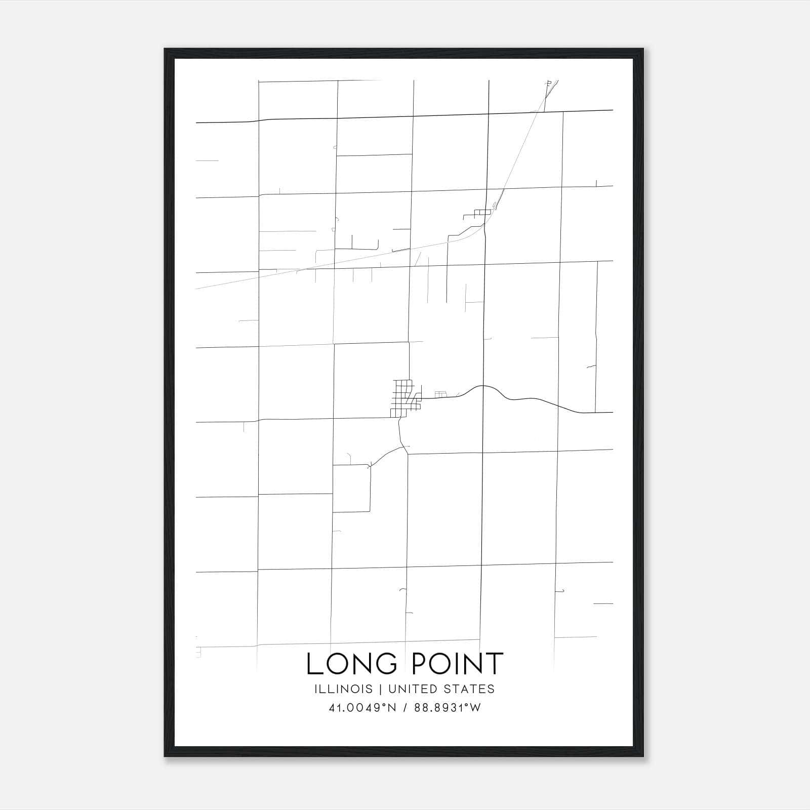 Long Point Illinois Map Poster, Modern Home Decor Wall Art Print ...