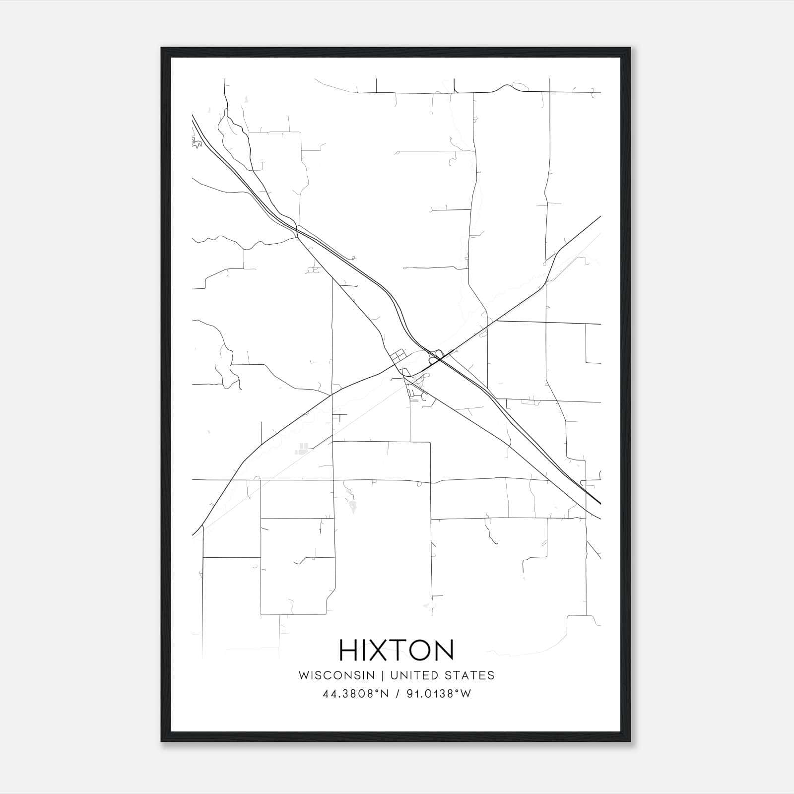 Hixton Wisconsin Map Poster, Modern Home Decor Wall Art Print - Custom ...