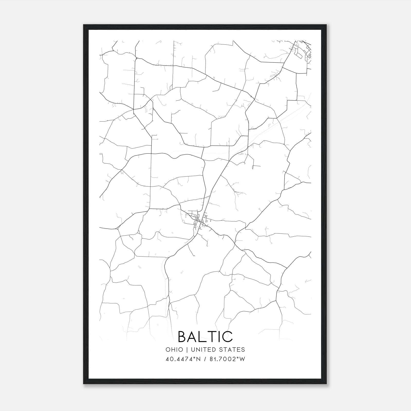 Baltic Ohio Map Poster, Modern Home Decor Wall Art Print - Custom Maps ...