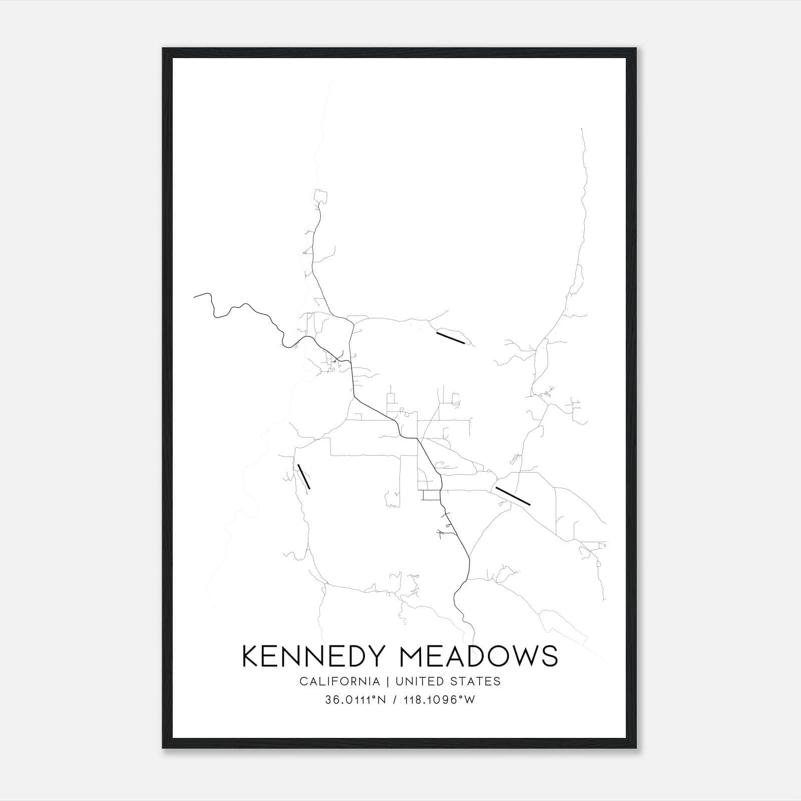 Kennedy Meadows California Map Poster, Modern Home Decor Wall Art Print ...