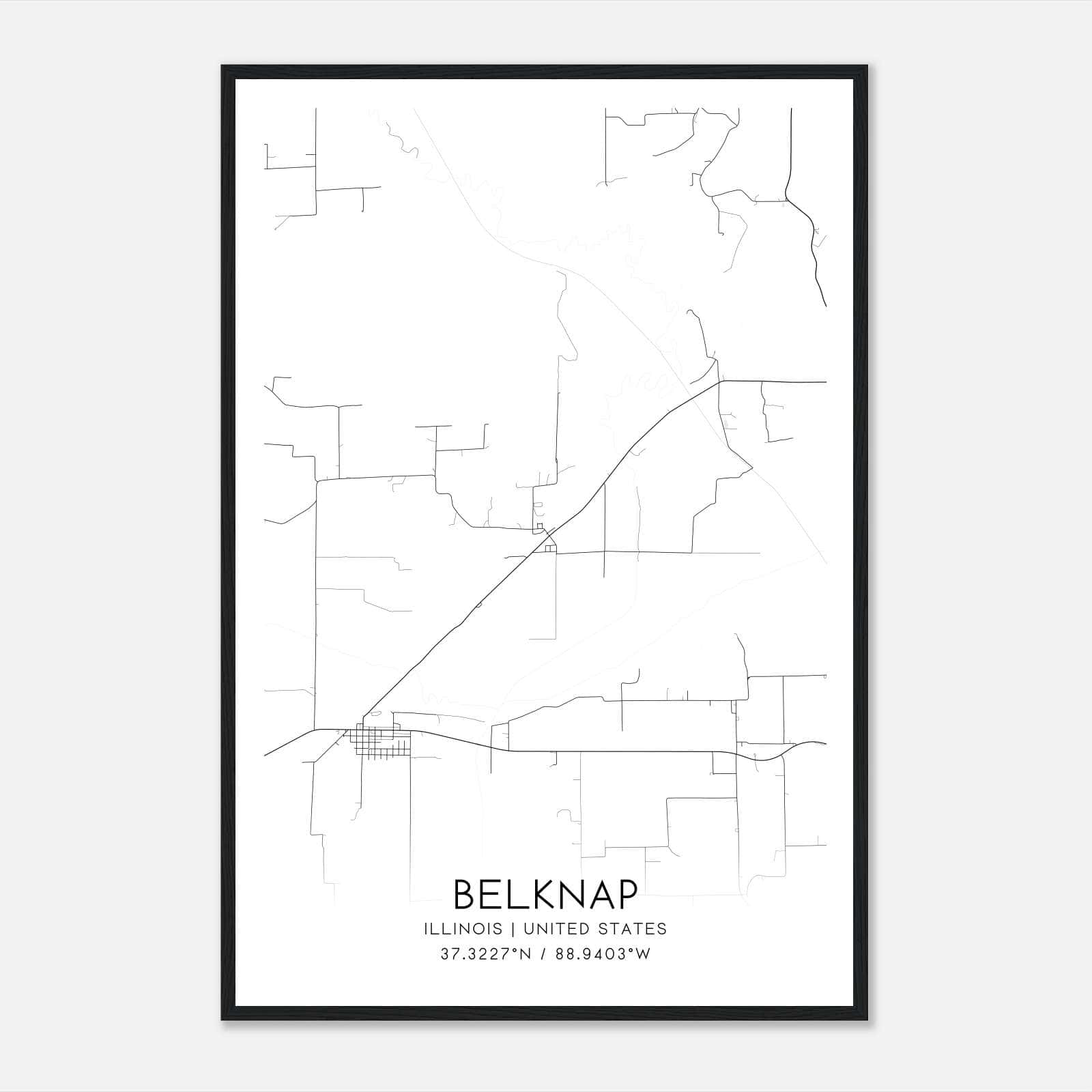 Belknap Illinois Map Poster, Modern Home Decor Wall Art Print - Custom ...