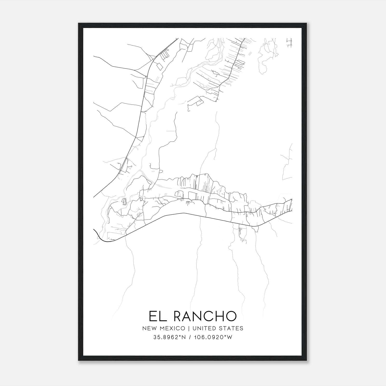 El Rancho New Mexico Map Poster, Modern Home Decor Wall Art Print ...