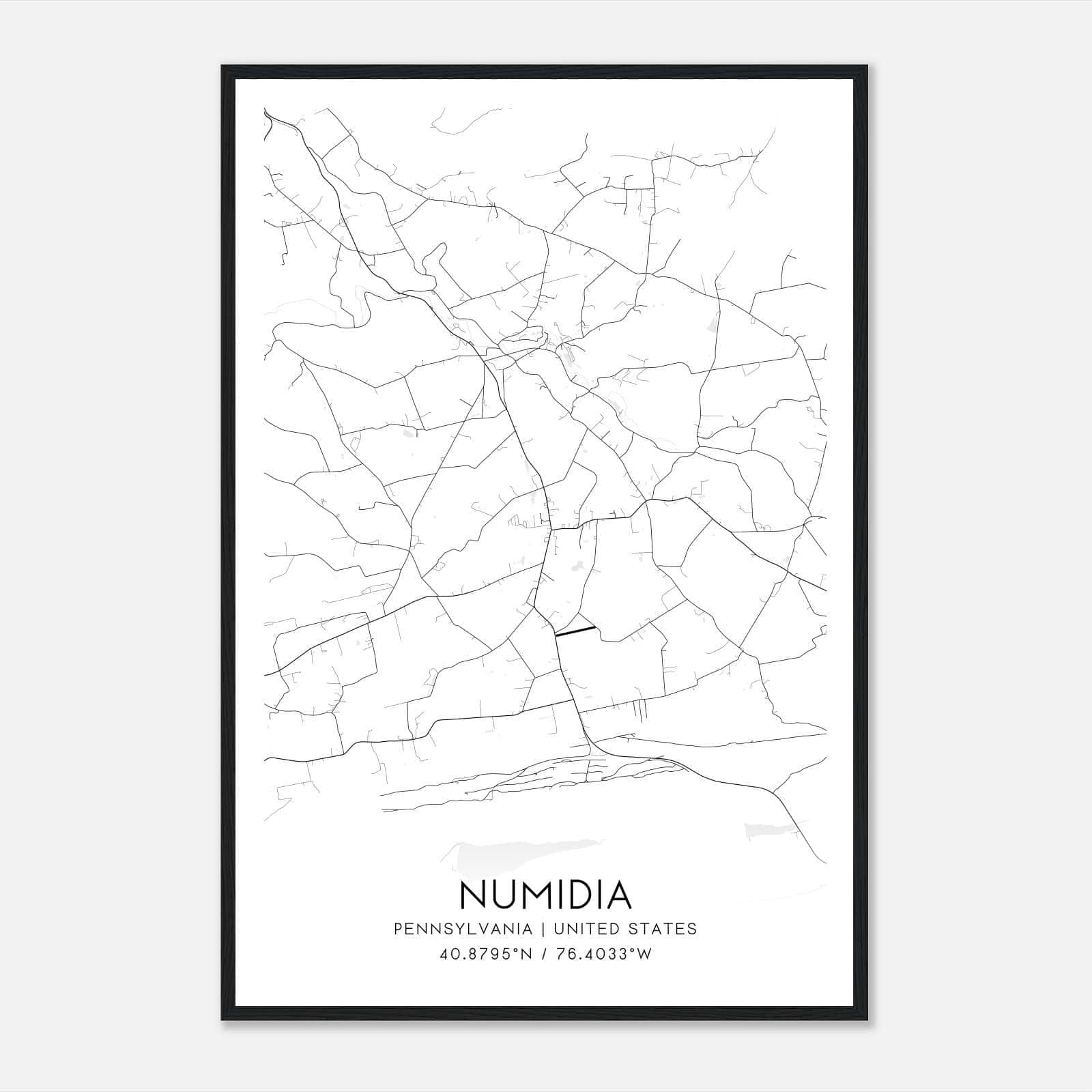 Numidia Pennsylvania Map Poster, Modern Home Decor Wall Art Print ...