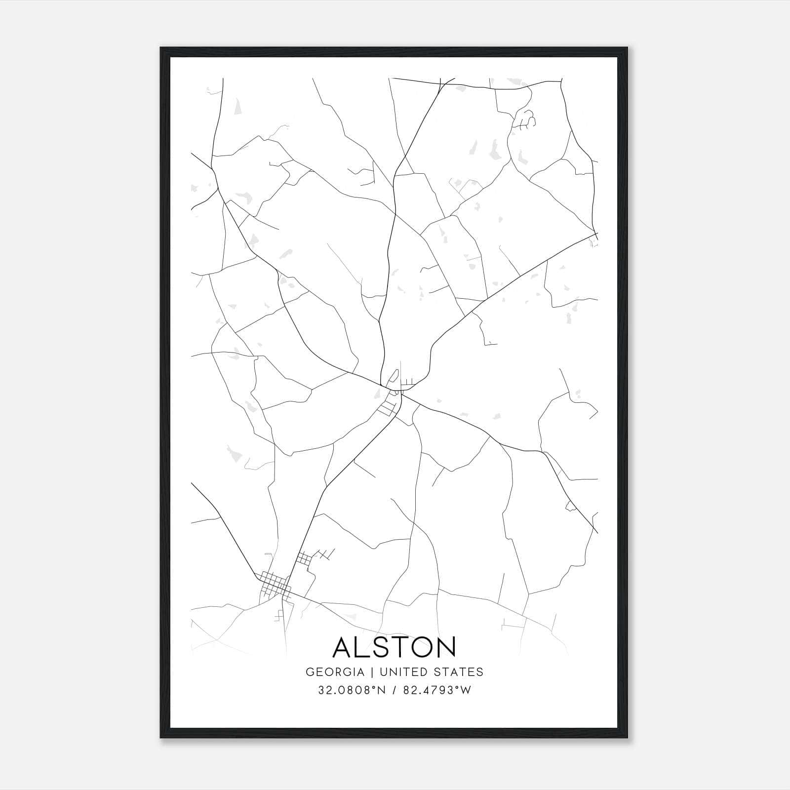 Alston Georgia Map Poster, Modern Home Decor Wall Art Print - Custom ...