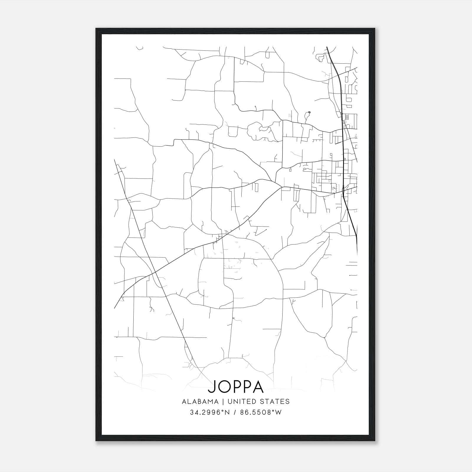 Joppa Alabama Map Poster, Modern Home Decor Wall Art Print - Custom ...