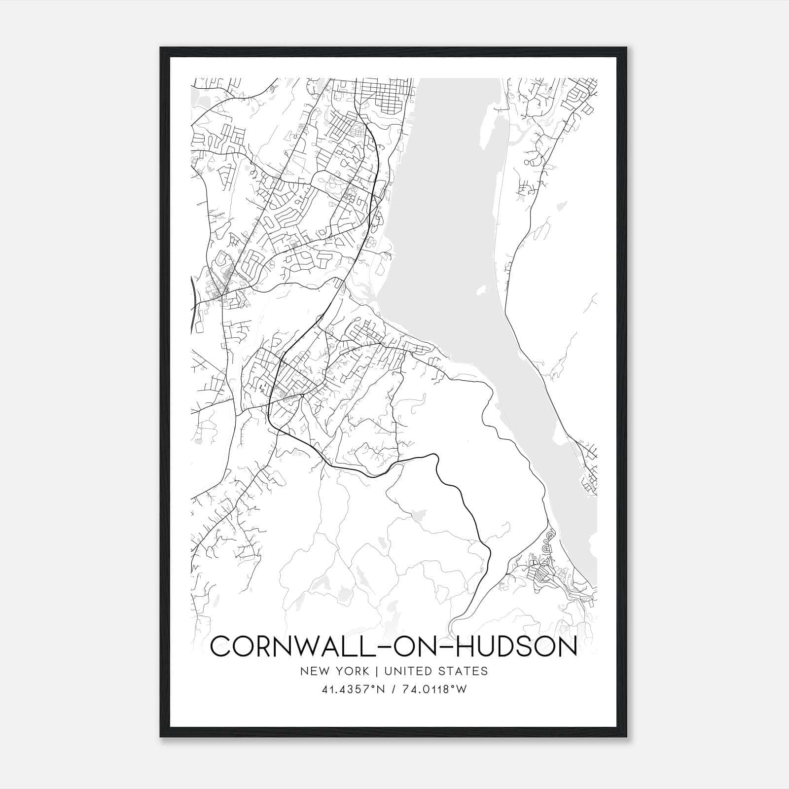Cornwall-on-Hudson New York Map Poster, Modern Home Decor Wall Art ...