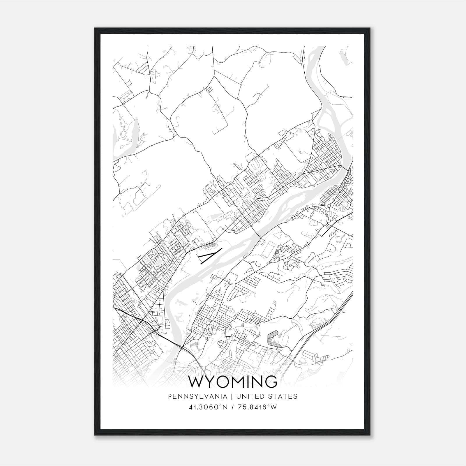 Wyoming Pennsylvania Map Poster, Modern Home Decor Wall Art Print ...