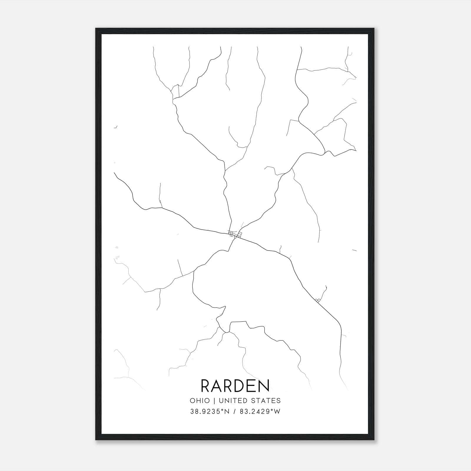 Rarden Ohio Map Poster, Modern Home Decor Wall Art Print - Custom Maps ...