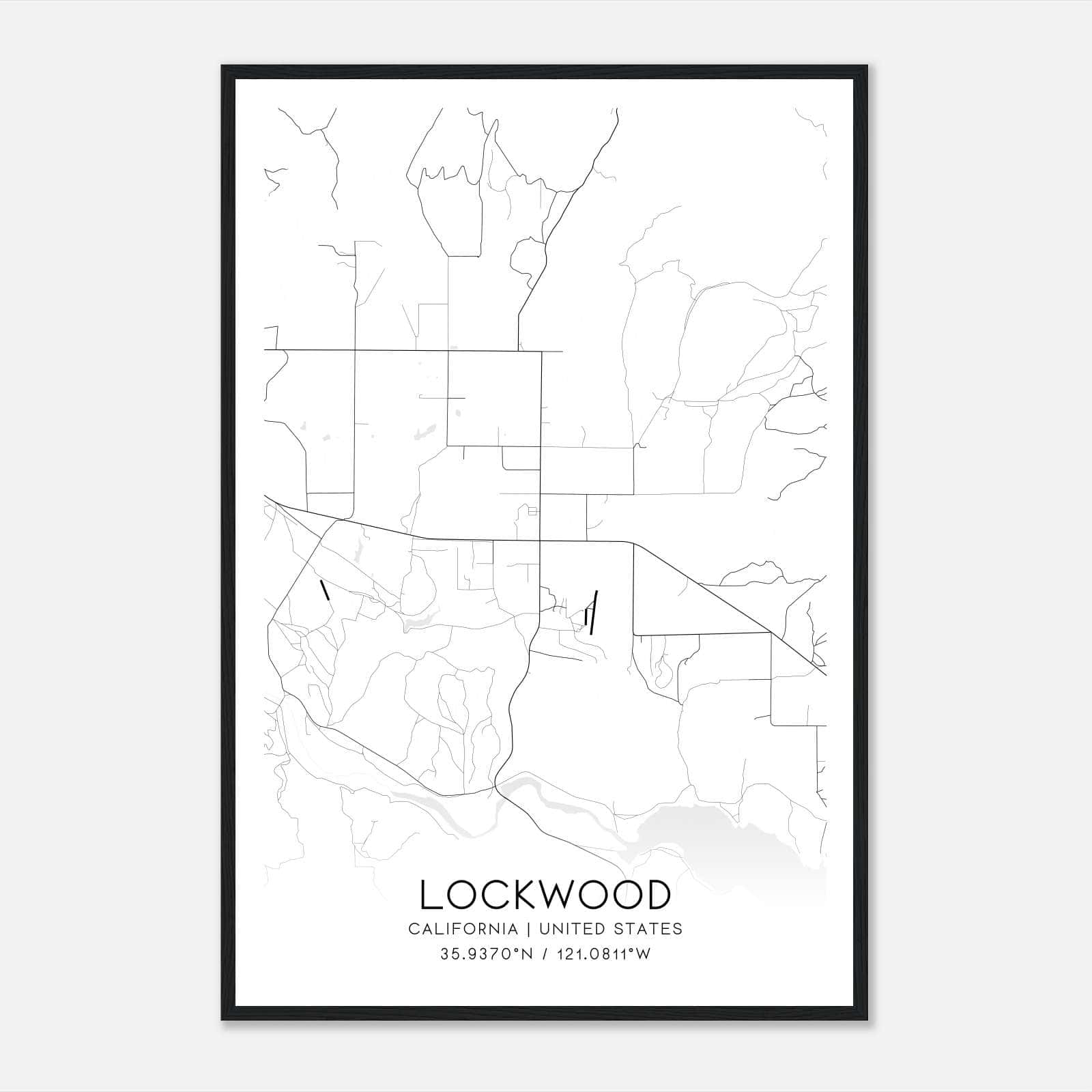 Lockwood California Map Poster, Modern Home Decor Wall Art Print ...