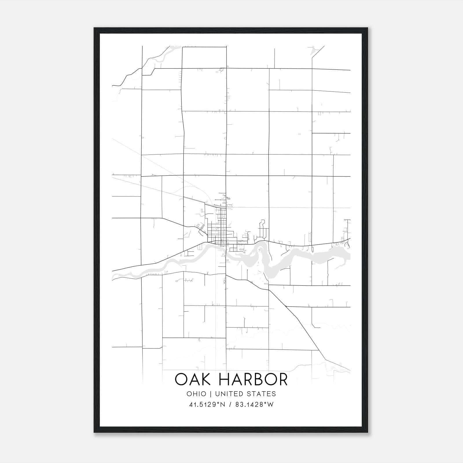 Oak Harbor Ohio Map Poster, Modern Home Decor Wall Art Print - Custom ...