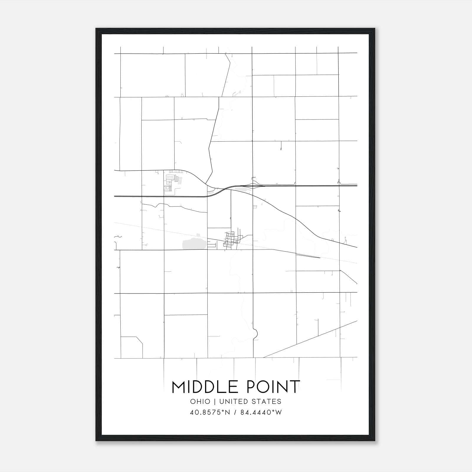 Middle Point Ohio Map Poster, Modern Home Decor Wall Art Print - Custom ...