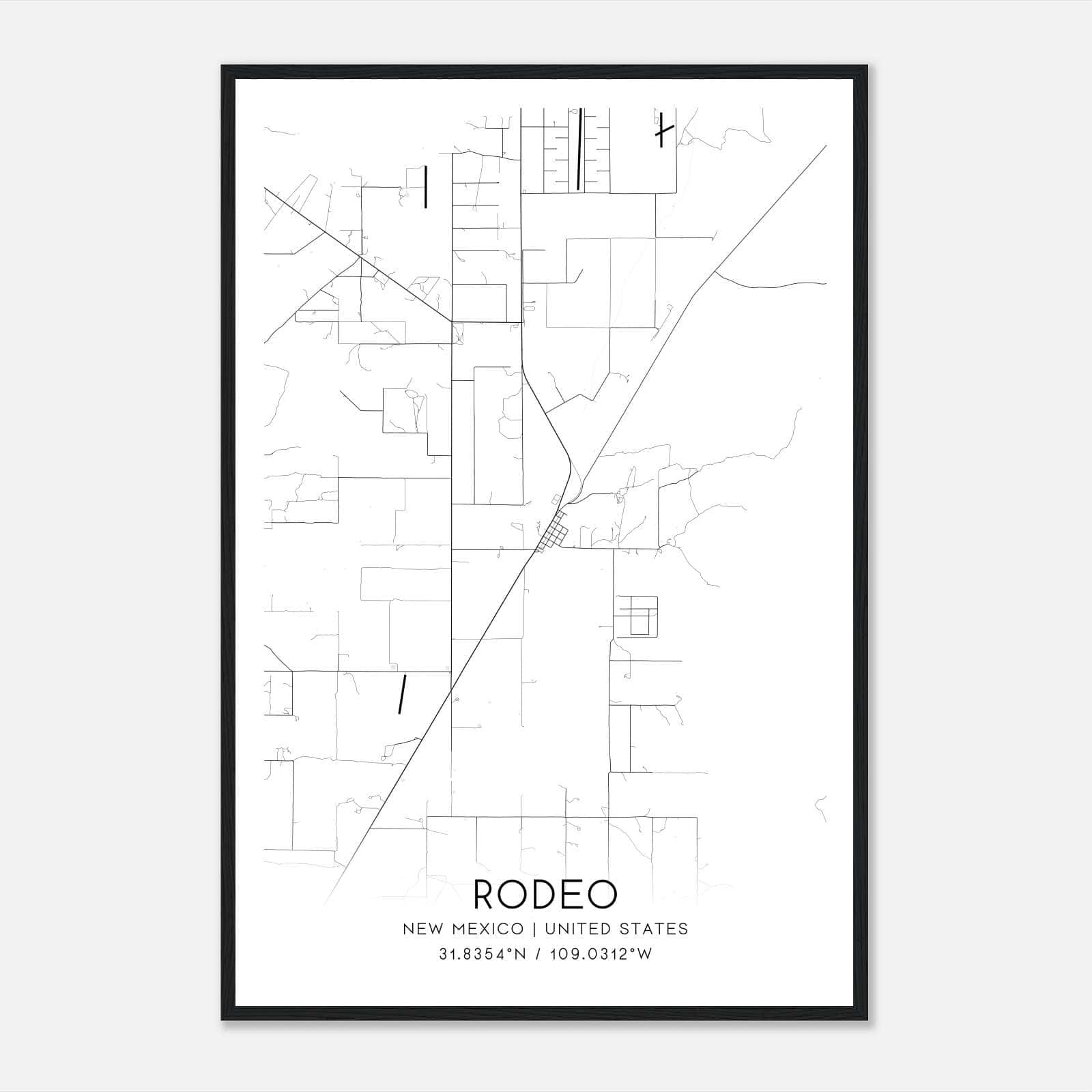Rodeo New Mexico Map Poster, Modern Home Decor Wall Art Print - Custom ...