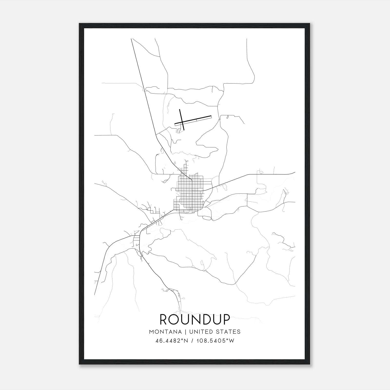 Roundup Montana Map Poster, Modern Home Decor Wall Art Print - Custom ...