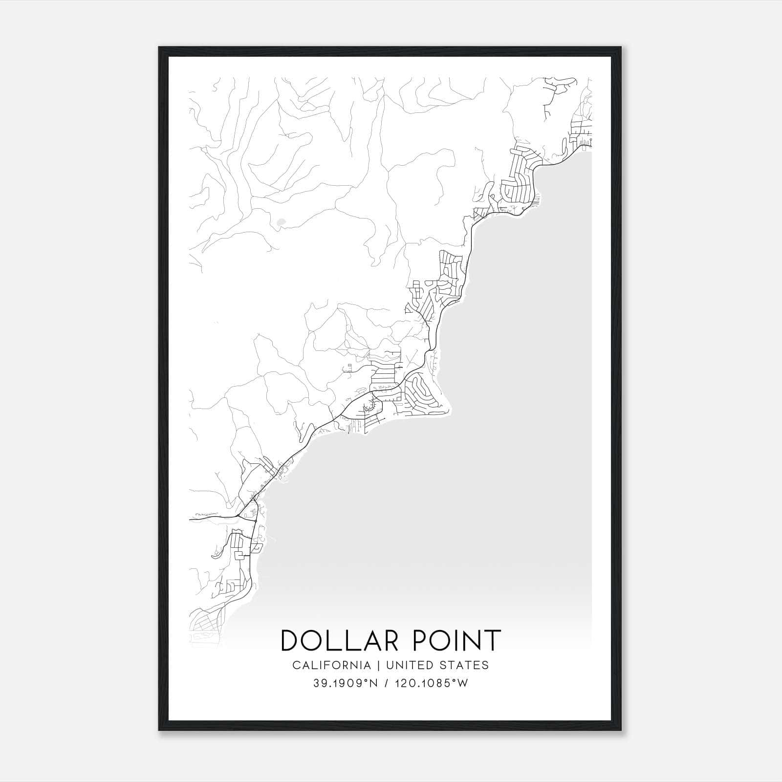 Dollar Point California Map Poster, Modern Home Decor Wall Art Print ...