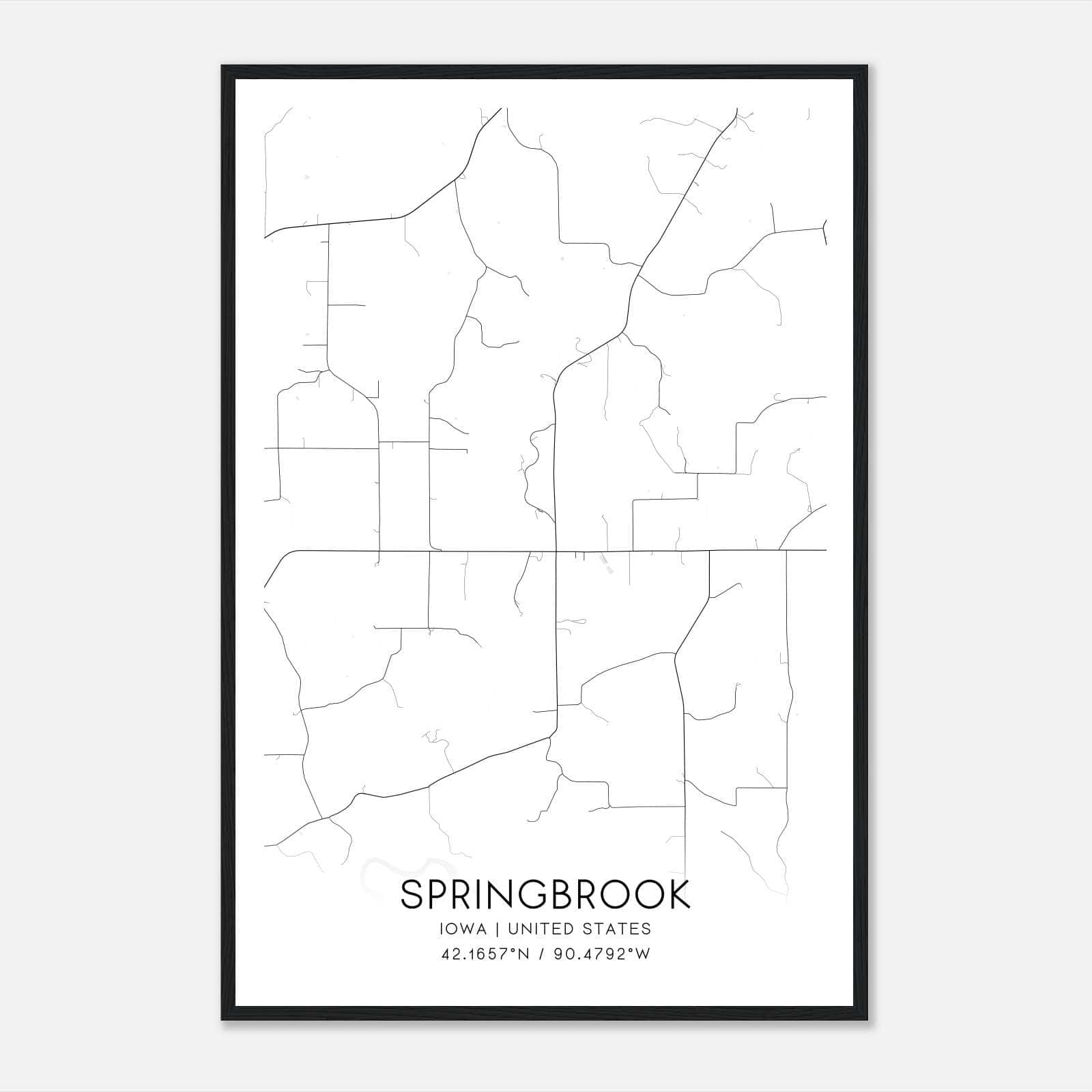 Springbrook Iowa Map Poster, Modern Home Decor Wall Art Print - Custom ...