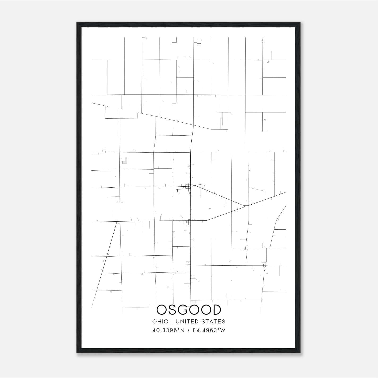 Osgood Ohio Map Poster, Modern Home Decor Wall Art Print - Custom Maps ...