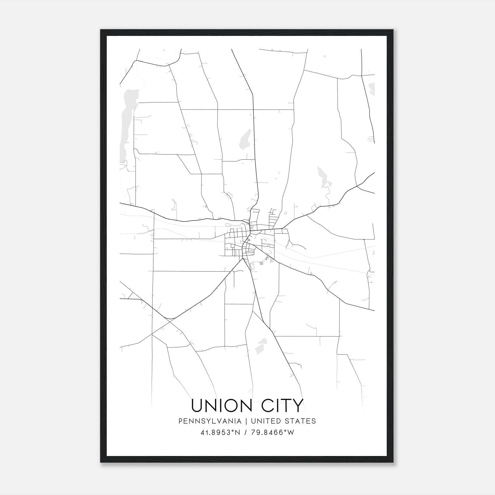Union City Pennsylvania Map Poster, Modern Home Decor Wall Art Print ...