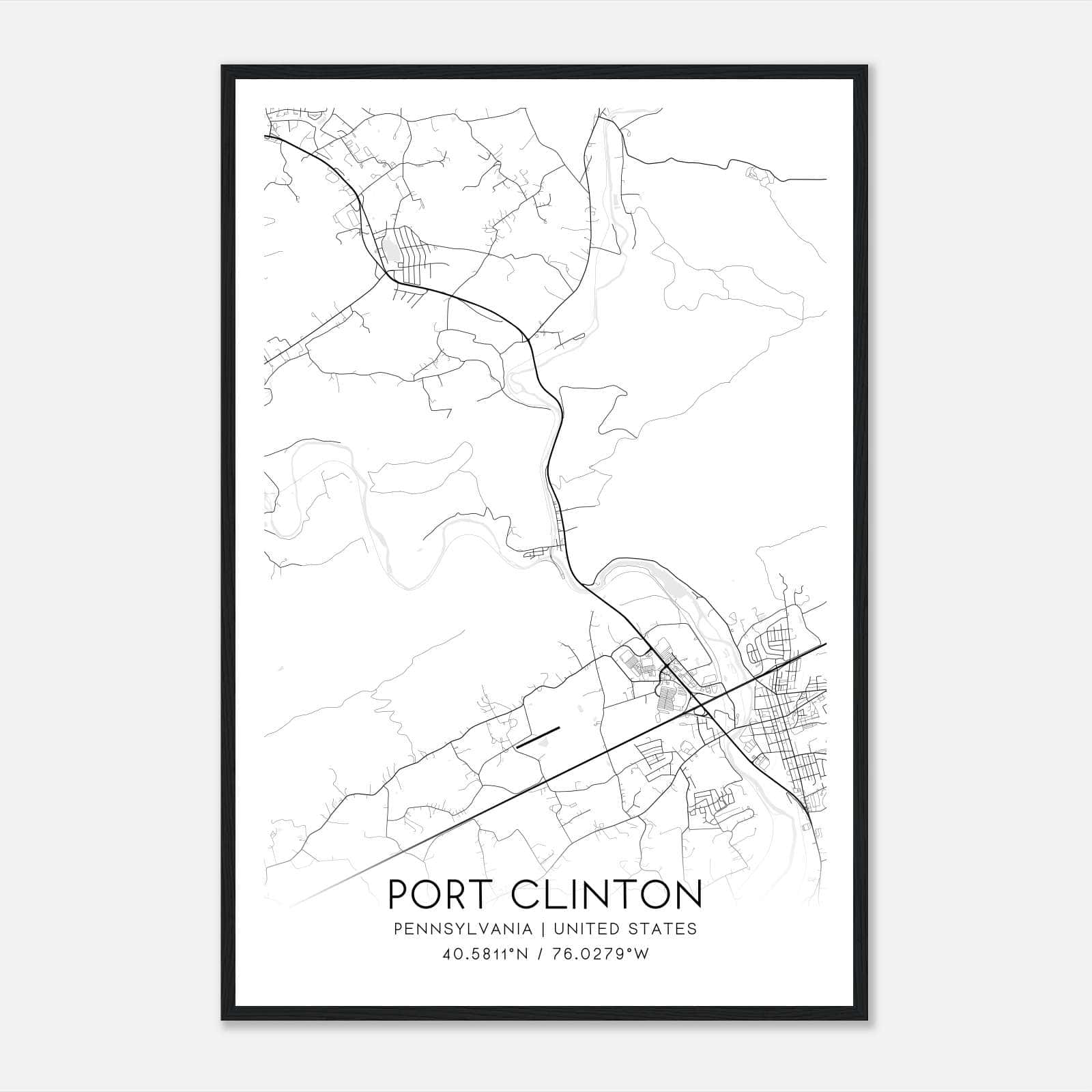 Port Clinton Pennsylvania Map Poster, Modern Home Decor Wall Art Print ...