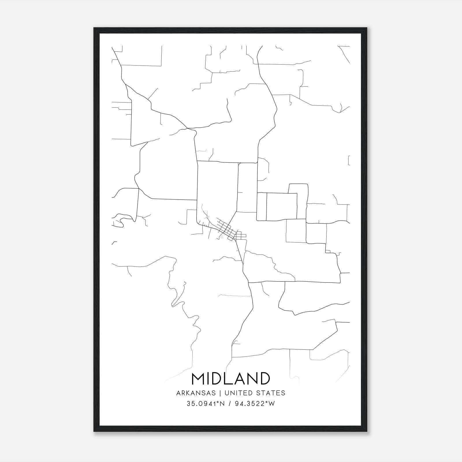 Midland Arkansas Map Poster, Modern Home Decor Wall Art Print - Custom ...