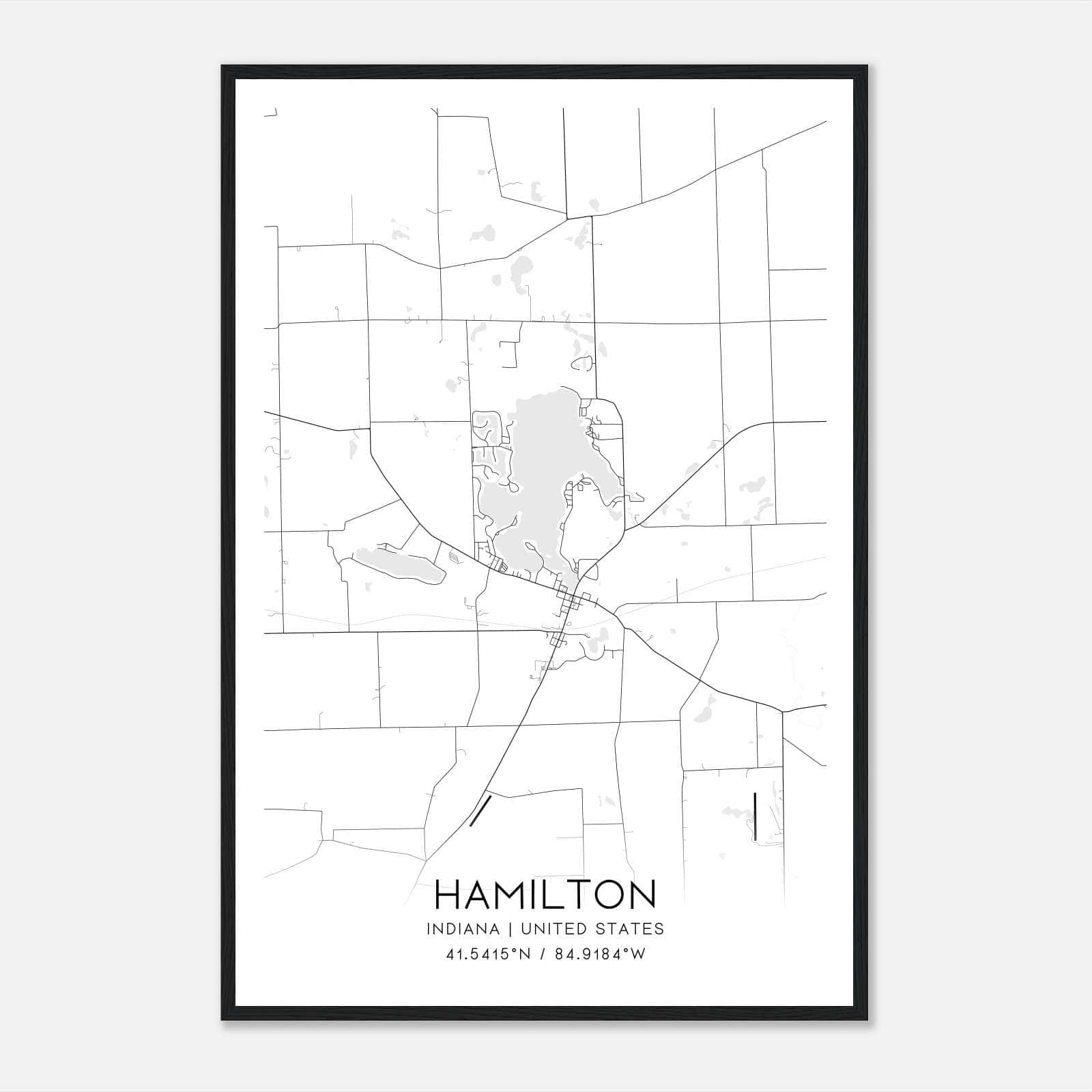 Hamilton Indiana Map Poster, Modern Home Decor Wall Art Print - Custom ...