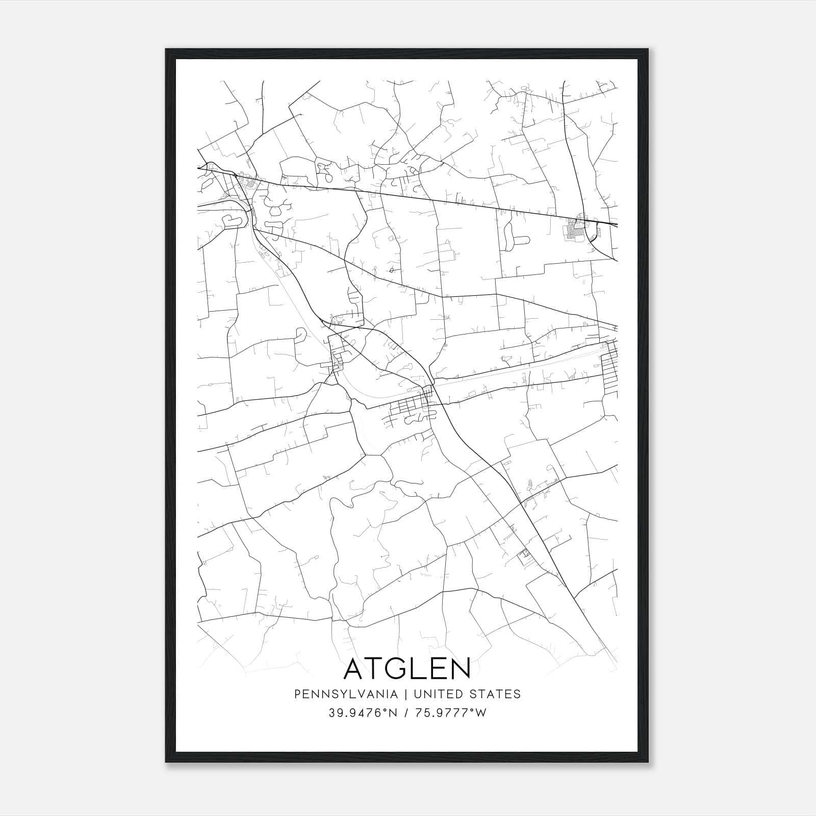Atglen Pennsylvania Map Poster, Modern Home Decor Wall Art Print ...