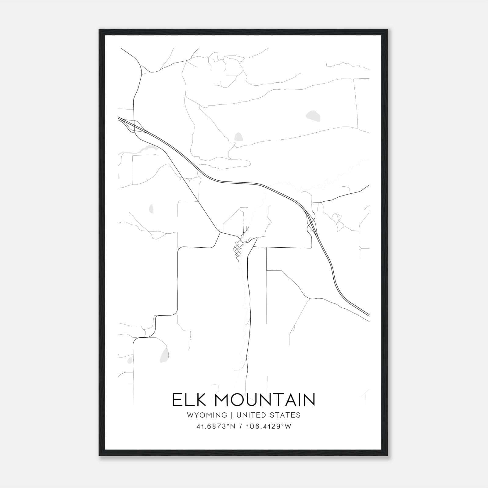 Elk Mountain Wyoming Map Poster, Modern Home Decor Wall Art Print ...