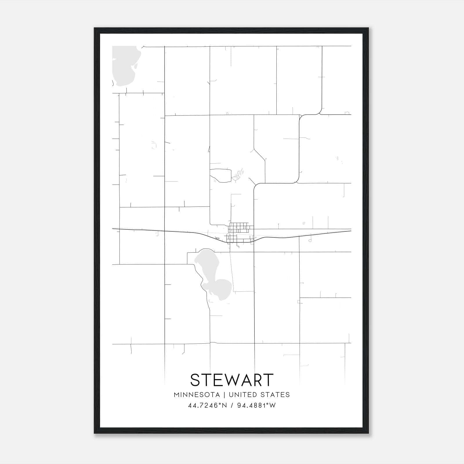 Stewart Minnesota Map Poster, Modern Home Decor Wall Art Print - Custom ...