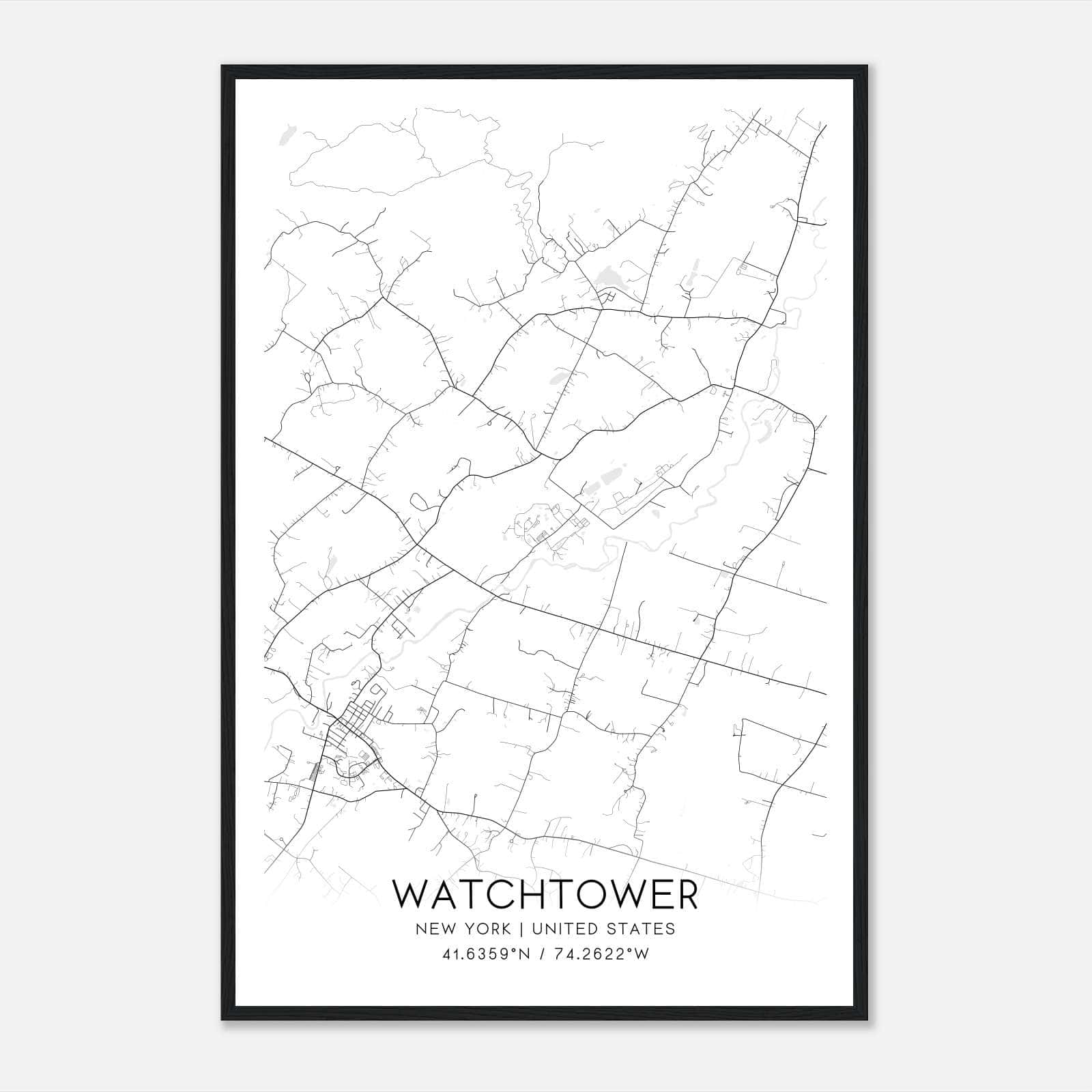 Watchtower New York Map Poster, Modern Home Decor Wall Art Print ...