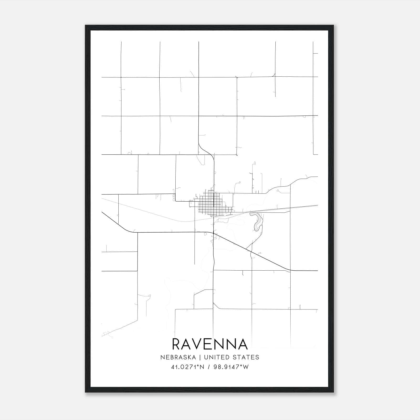 Ravenna Nebraska Map Poster, Modern Home Decor Wall Art Print - Custom ...