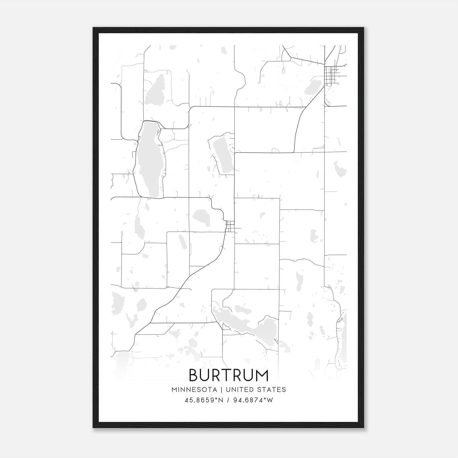 Burtrum Minnesota Map Poster, Modern Home Decor Wall Art Print - Custom ...