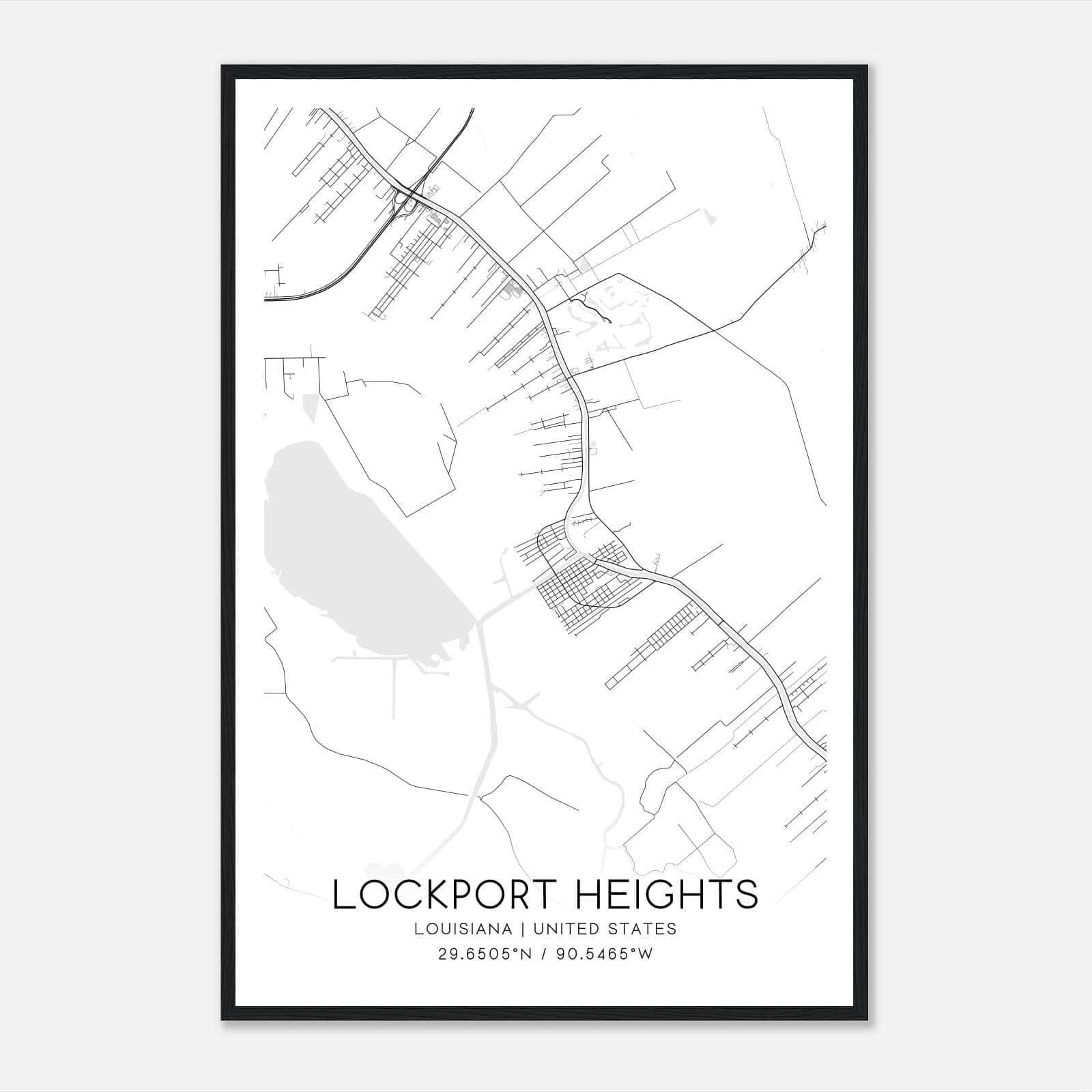 Lockport Heights Louisiana Map Poster, Modern Home Decor Wall Art Print ...