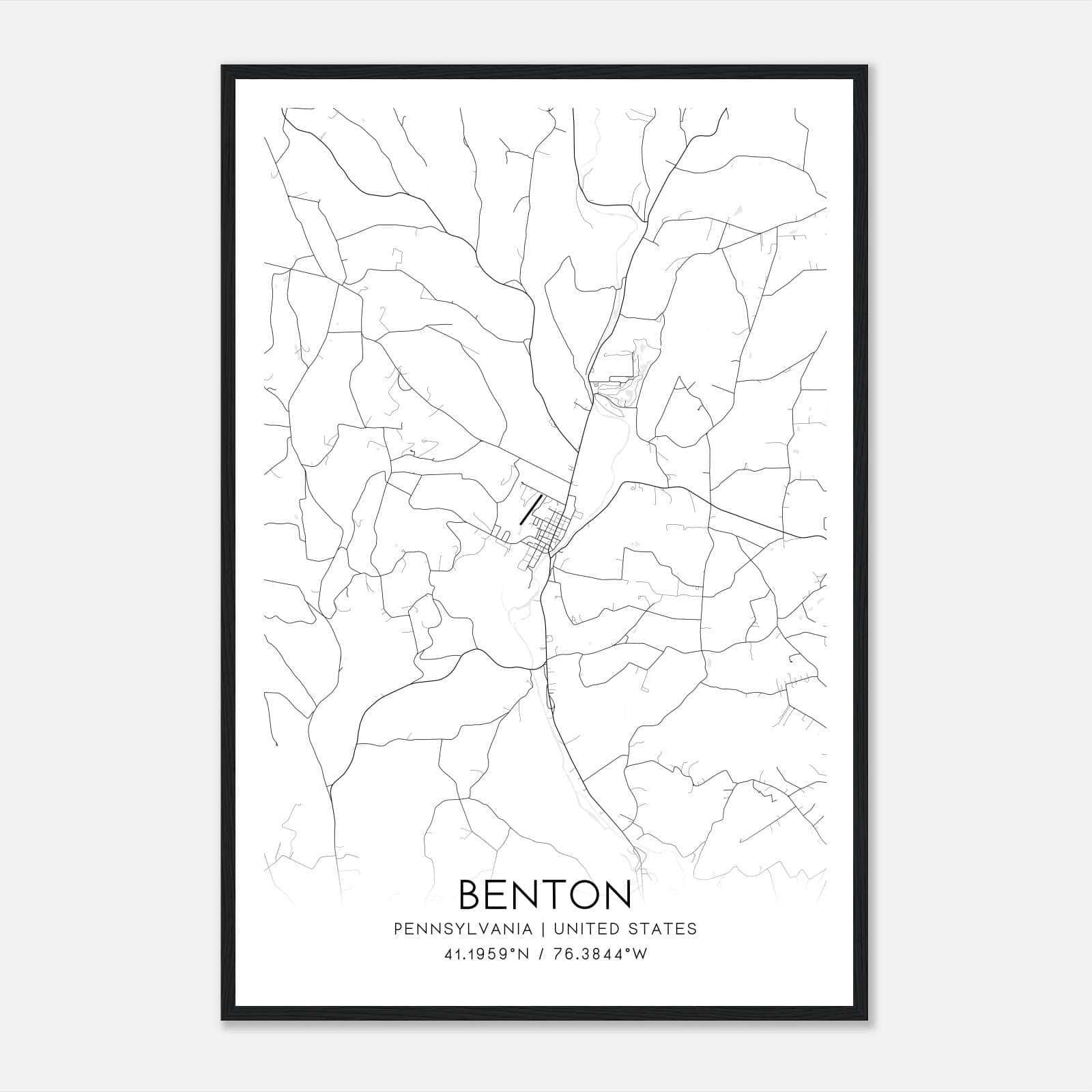 Benton Pennsylvania Map Poster, Modern Home Decor Wall Art Print ...