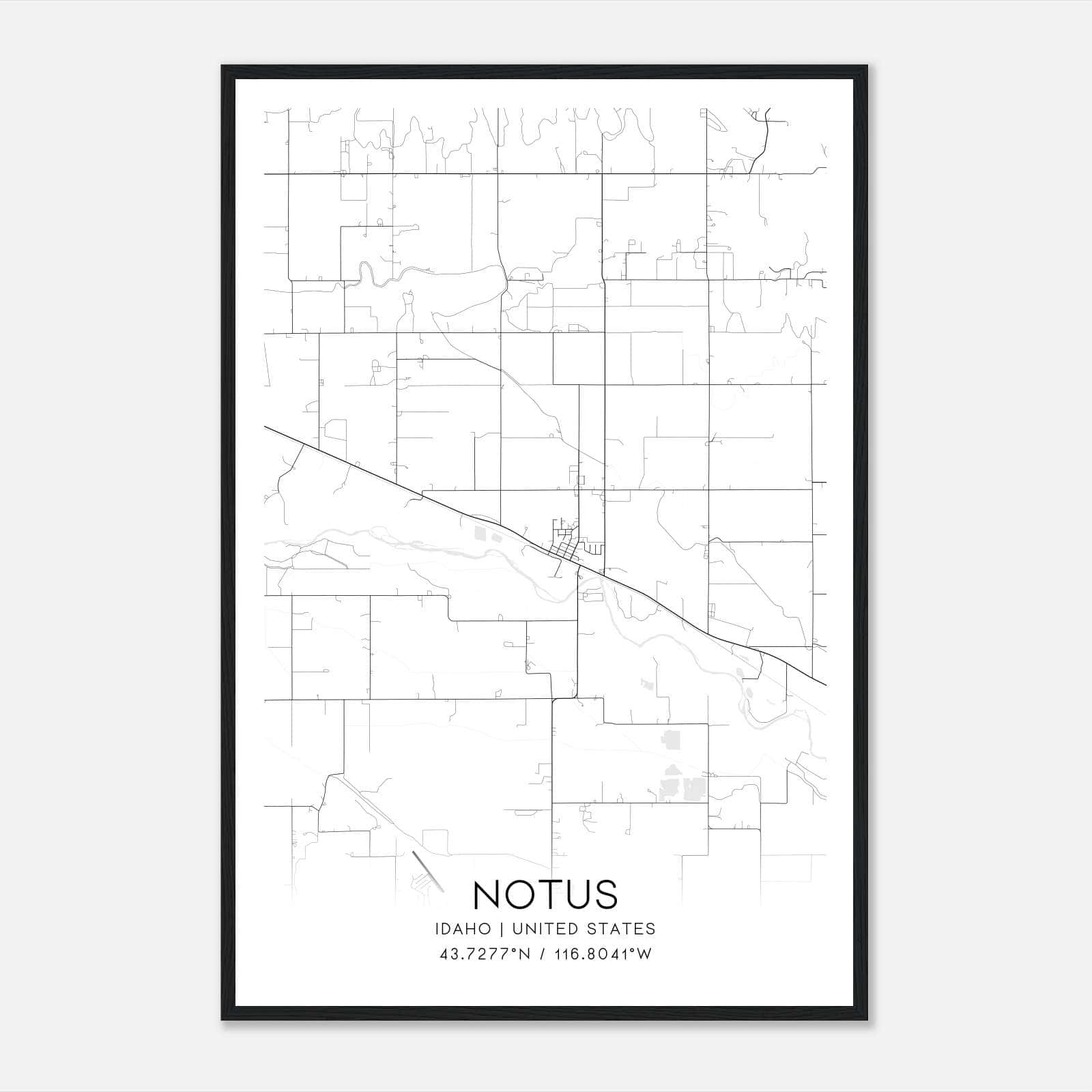 Notus Idaho Map Poster, Modern Home Decor Wall Art Print - Custom Maps ...