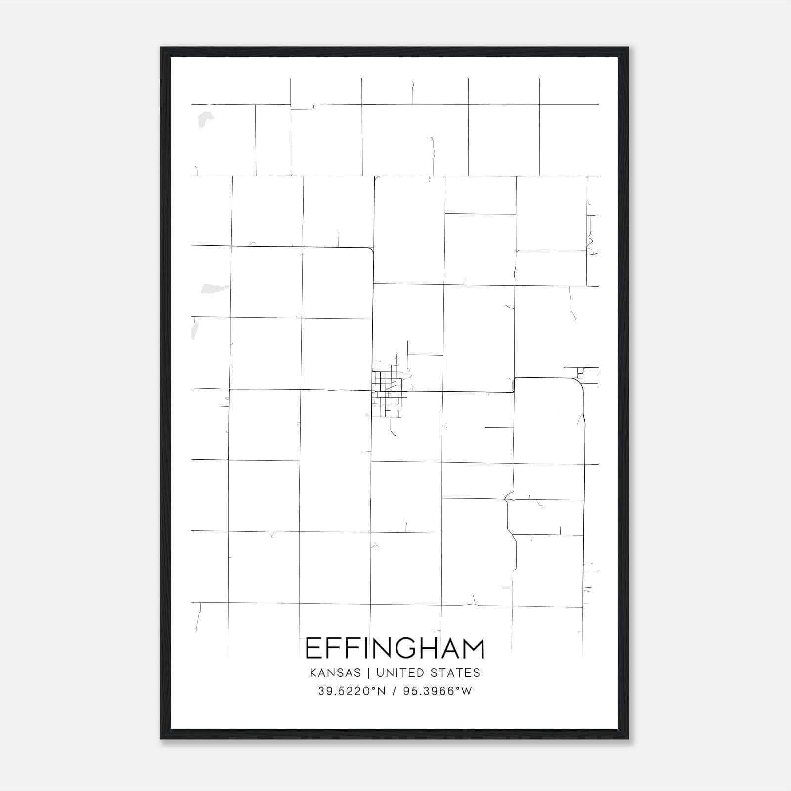Effingham Kansas Map Poster, Modern Home Decor Wall Art Print - Custom ...