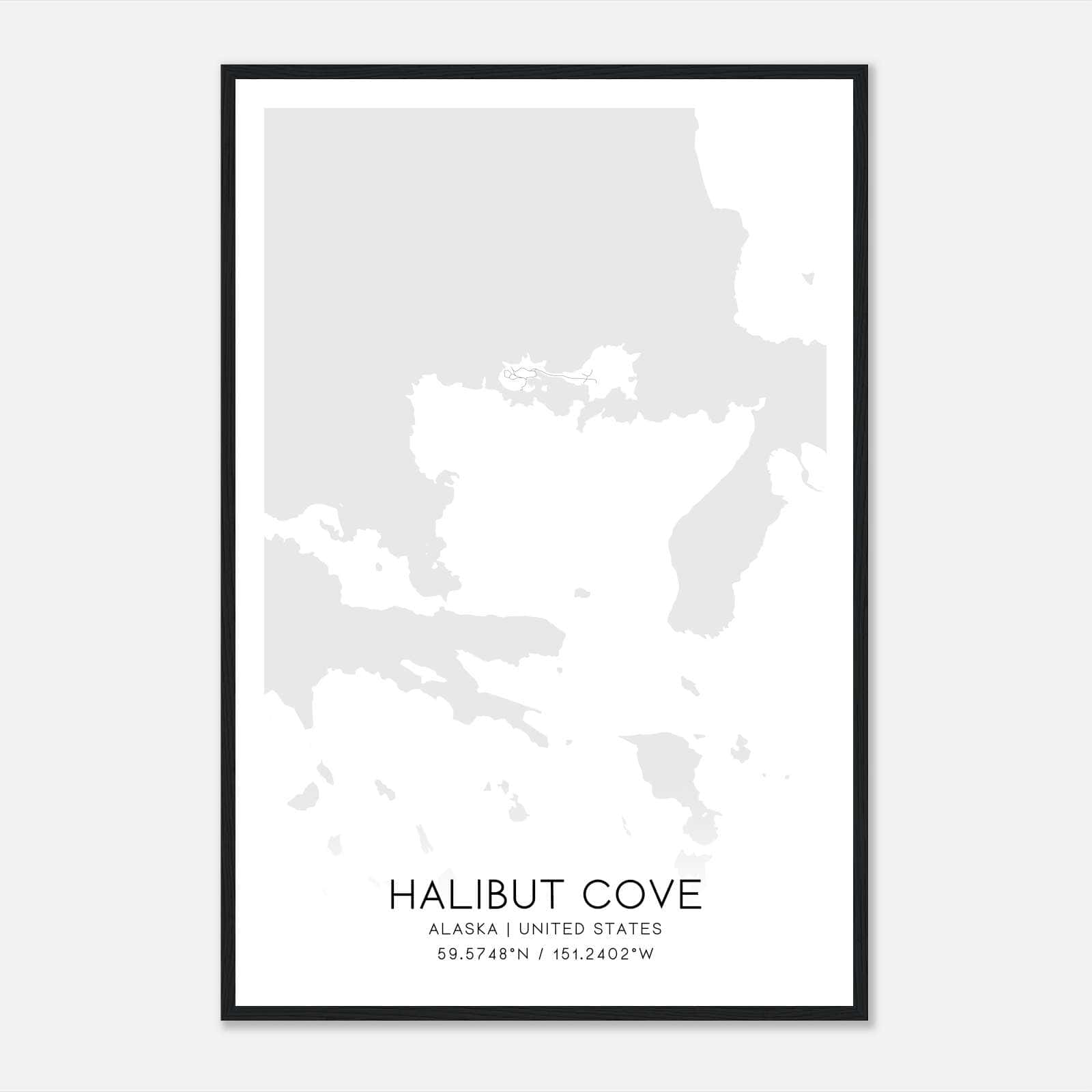 Halibut Cove Alaska Map Poster, Modern Home Decor Wall Art Print ...
