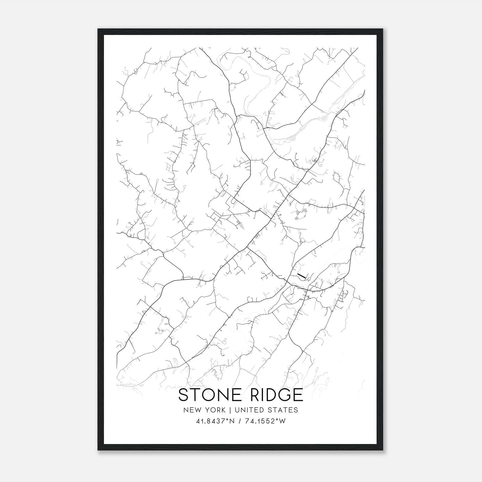 Stone Ridge New York Map Poster, Modern Home Decor Wall Art Print ...