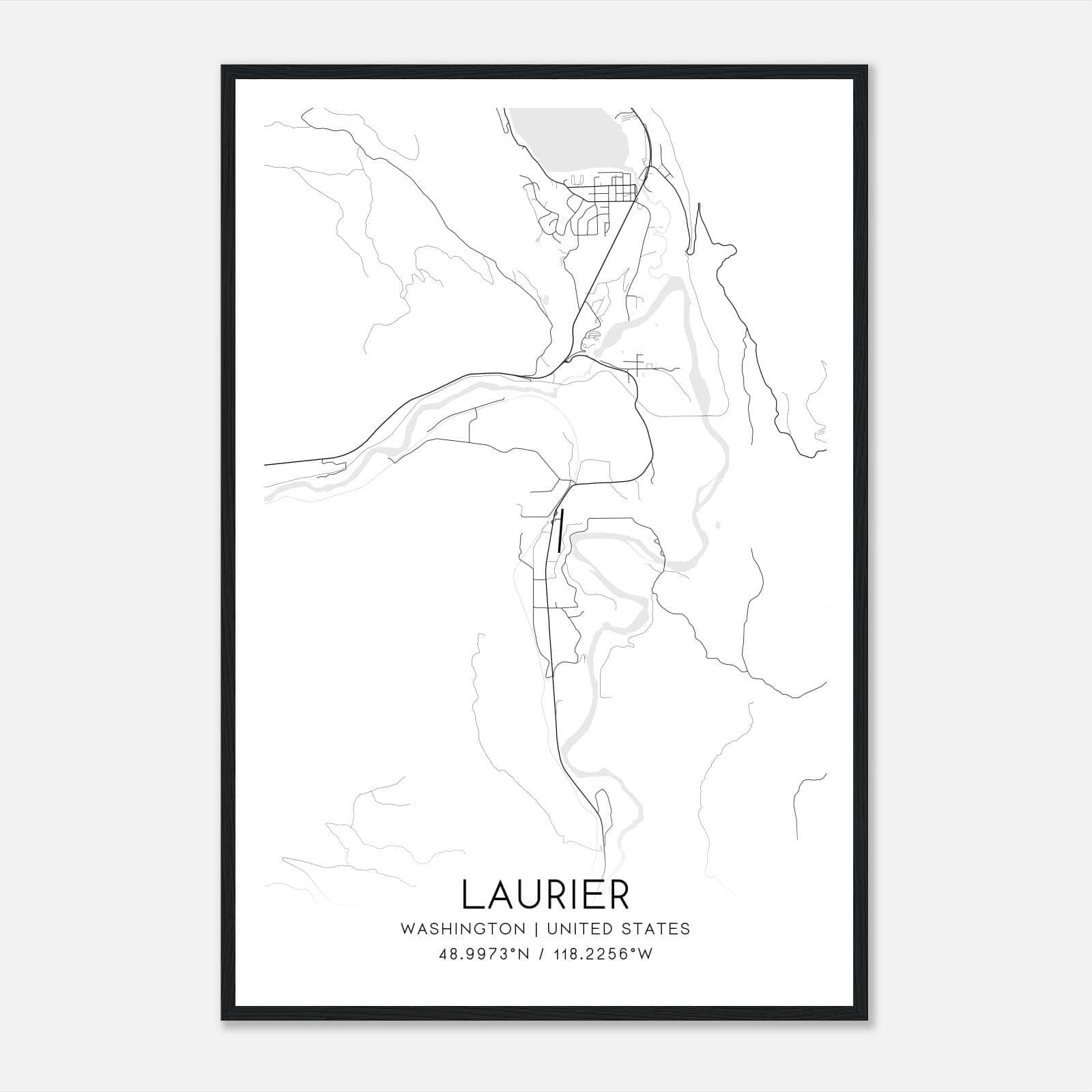 Laurier Washington Map Poster, Modern Home Decor Wall Art Print ...