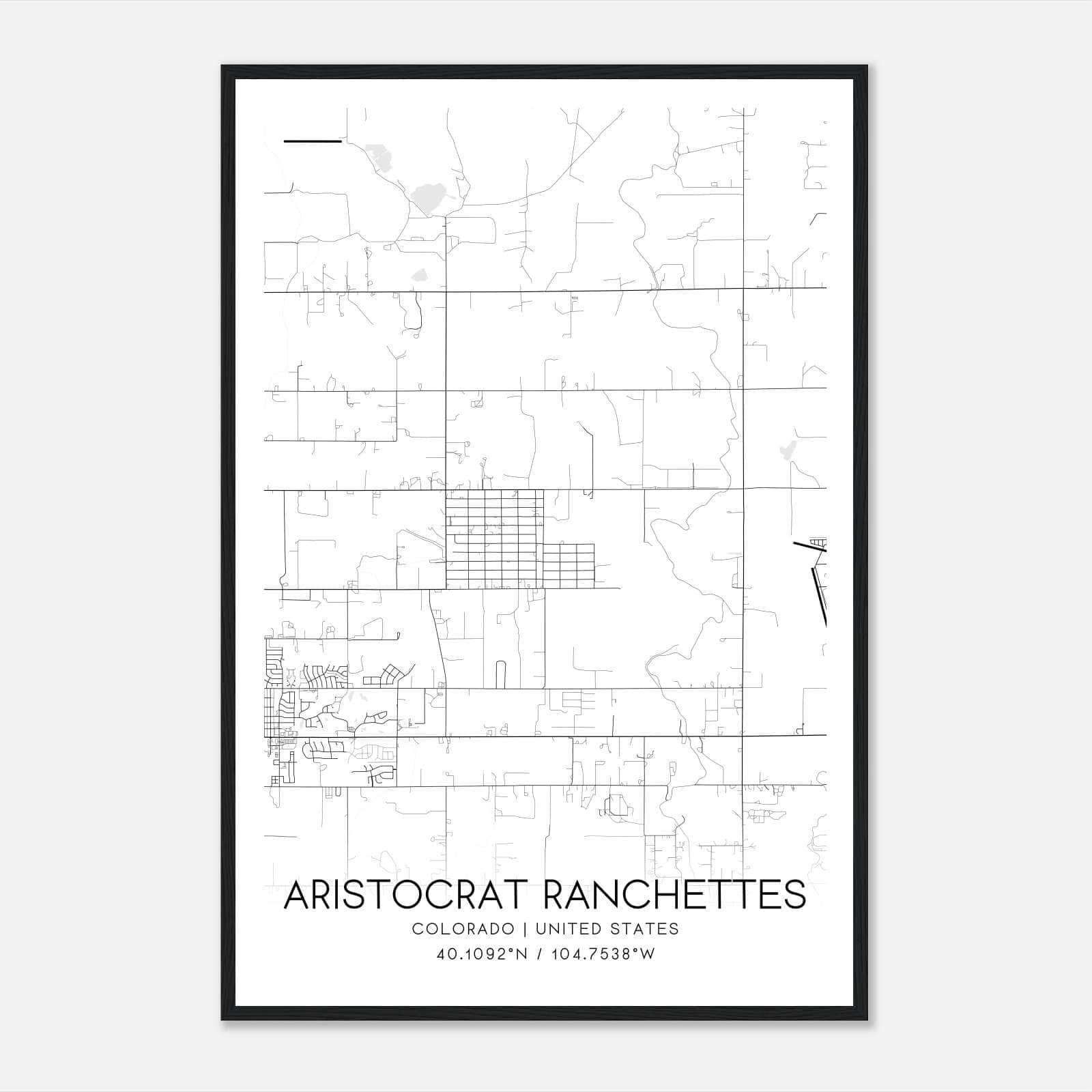 Aristocrat Ranchettes Colorado Map Poster, Modern Home Decor Wall Art ...