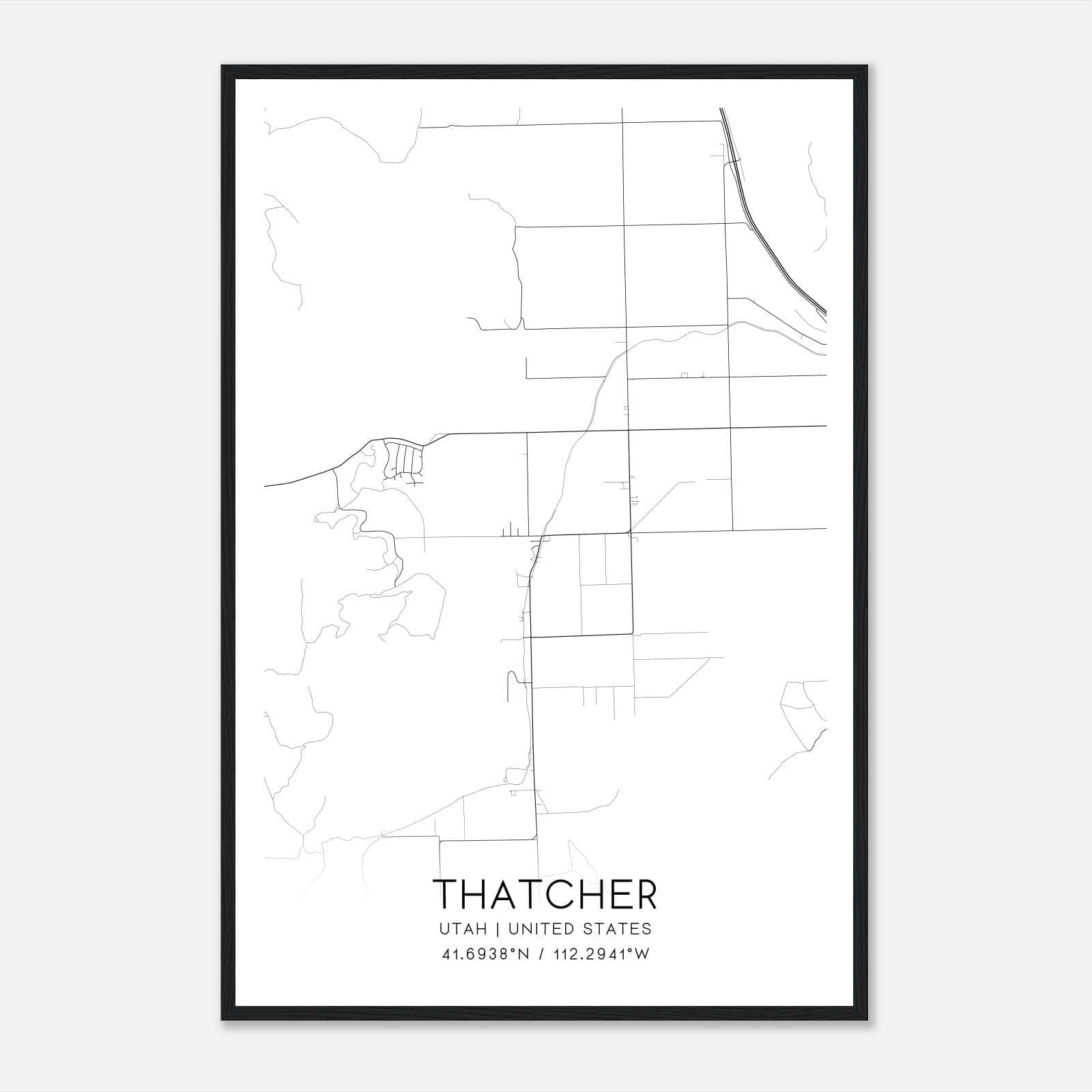 Thatcher Utah Map Poster, Modern Home Decor Wall Art Print - Custom Maps & Posters