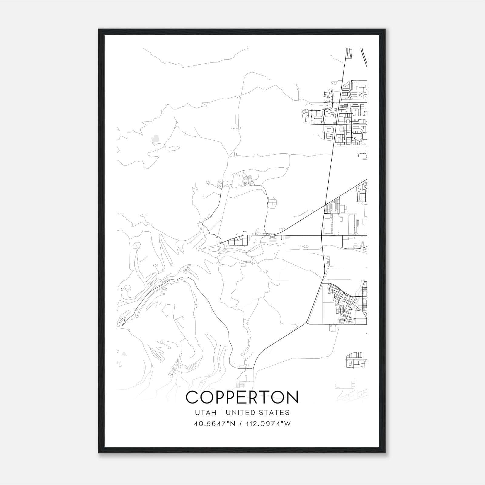 Copperton Utah Map Poster, Modern Home Decor Wall Art Print - Custom Maps & Posters