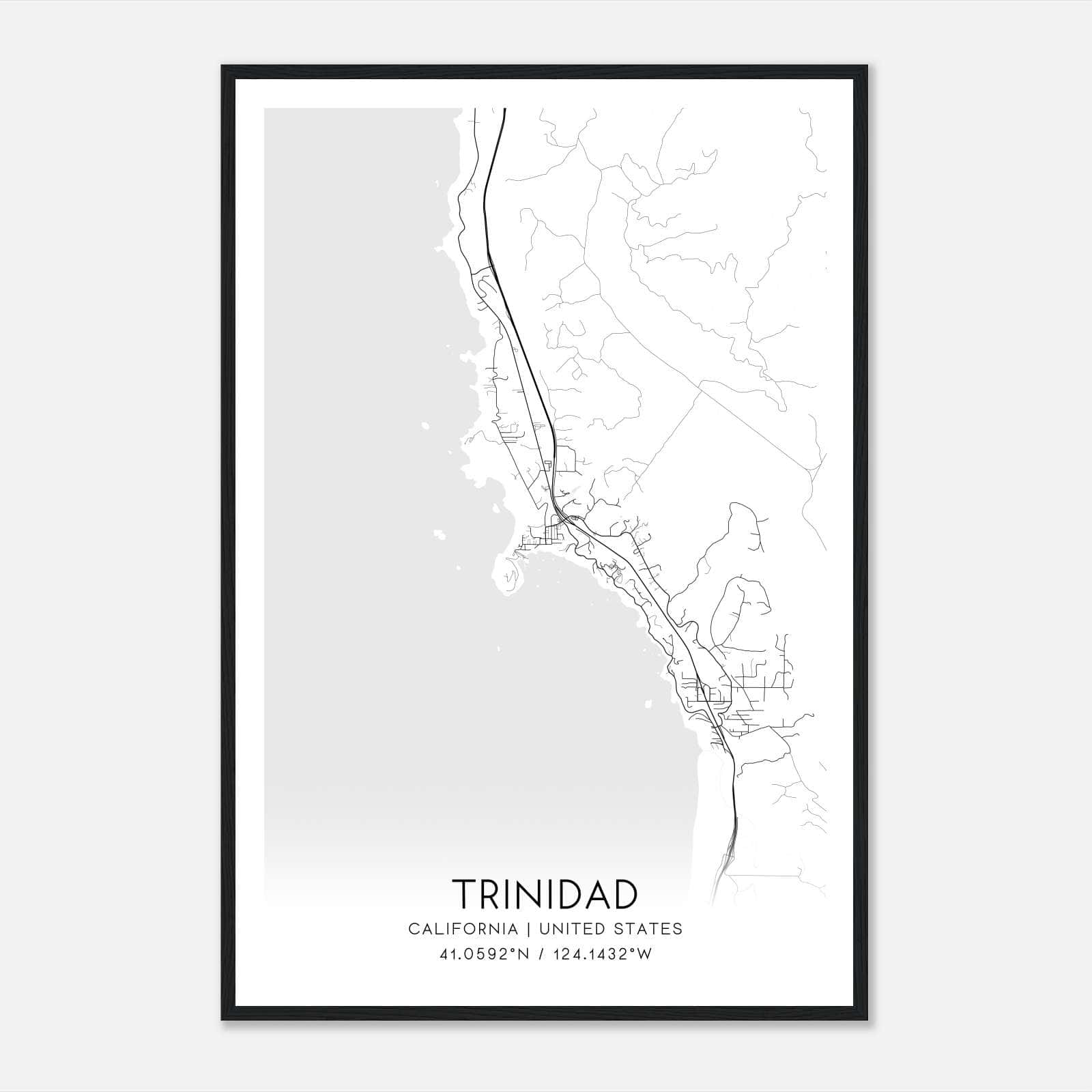 Trinidad California Map Poster, Modern Home Decor Wall Art Print ...