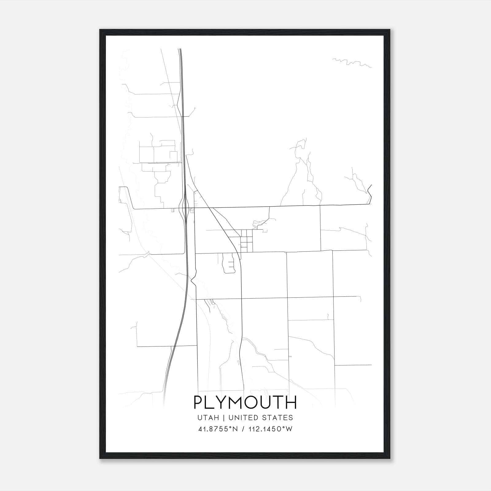 Plymouth Utah Map Poster, Modern Home Decor Wall Art Print - Custom Maps & Posters