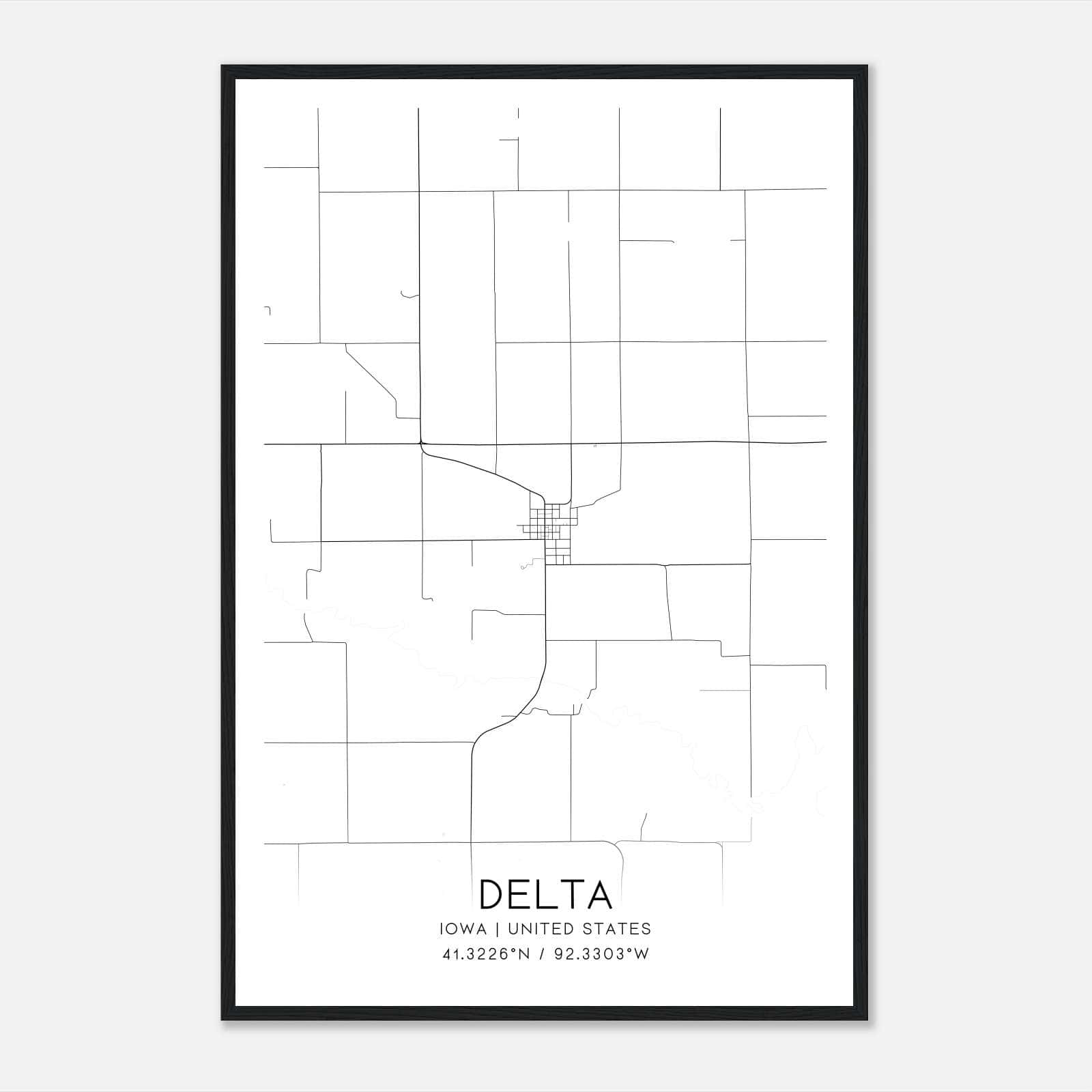 Delta Iowa Map Poster, Modern Home Decor Wall Art Print - Custom Maps ...