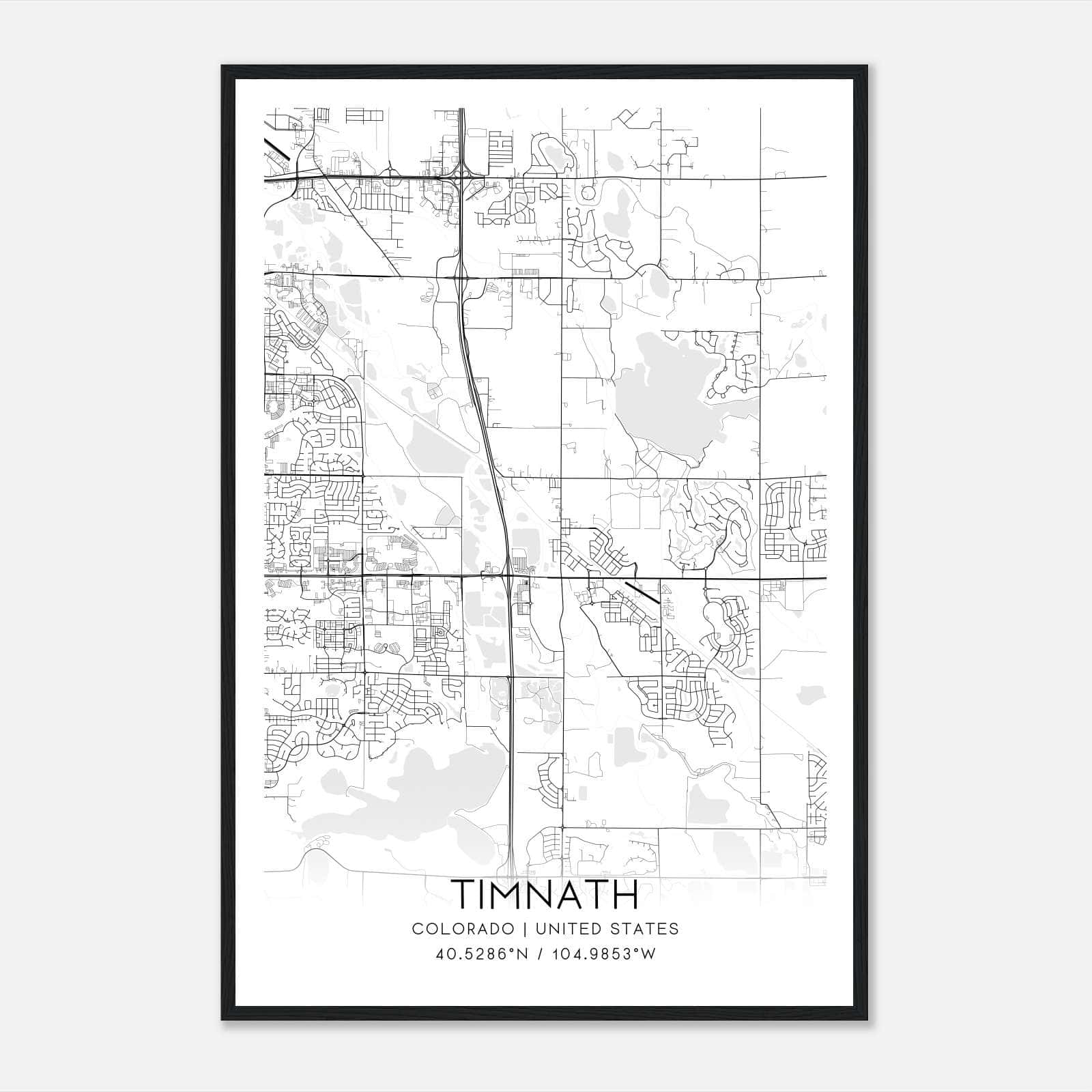 Timnath Colorado Map Poster, Modern Home Decor Wall Art Print - Custom ...