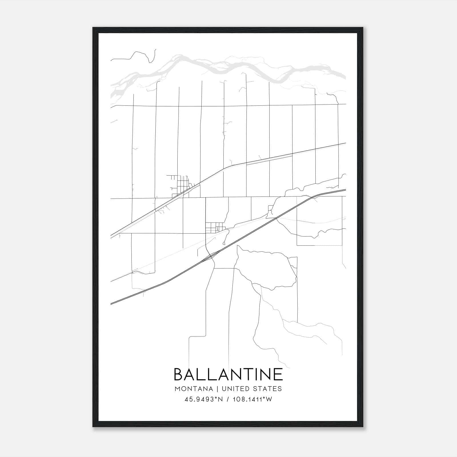 Ballantine Montana Map Poster, Modern Home Decor Wall Art Print ...